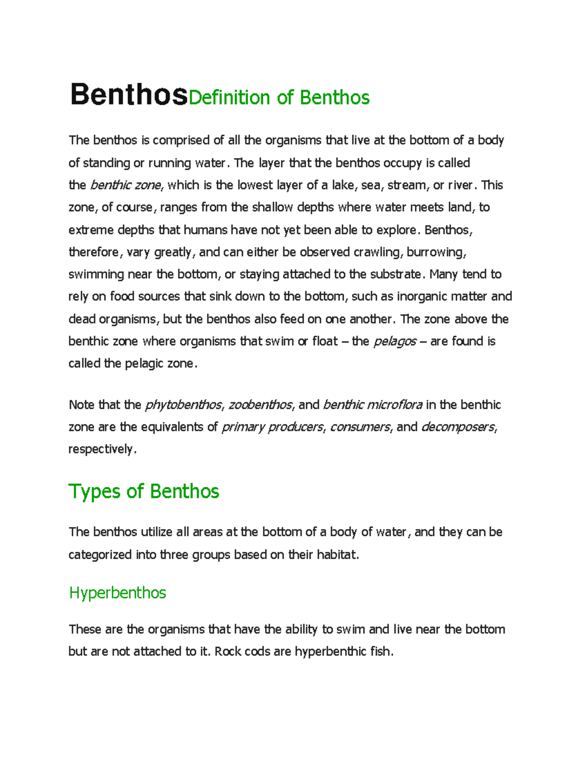Benthos Definition of Benthos - BenthosDefinition of Benthos The ...