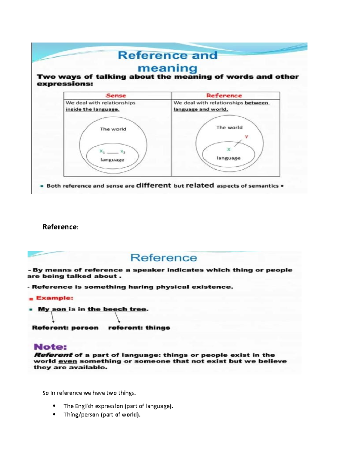 Reference, sense, intension and extension and denotation - Reference ...