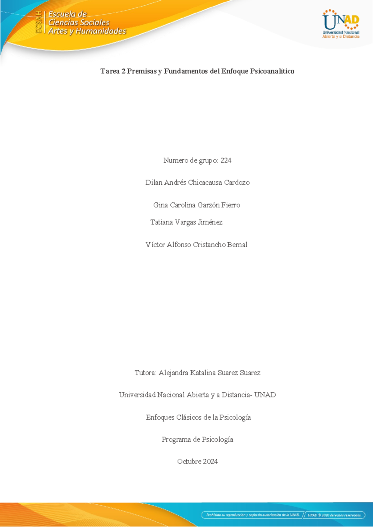 Tarea 2 Premisas y fundamentos del Enfoque Psicoanalítico Grupo 224 - Tarea 2 Premisas y ...