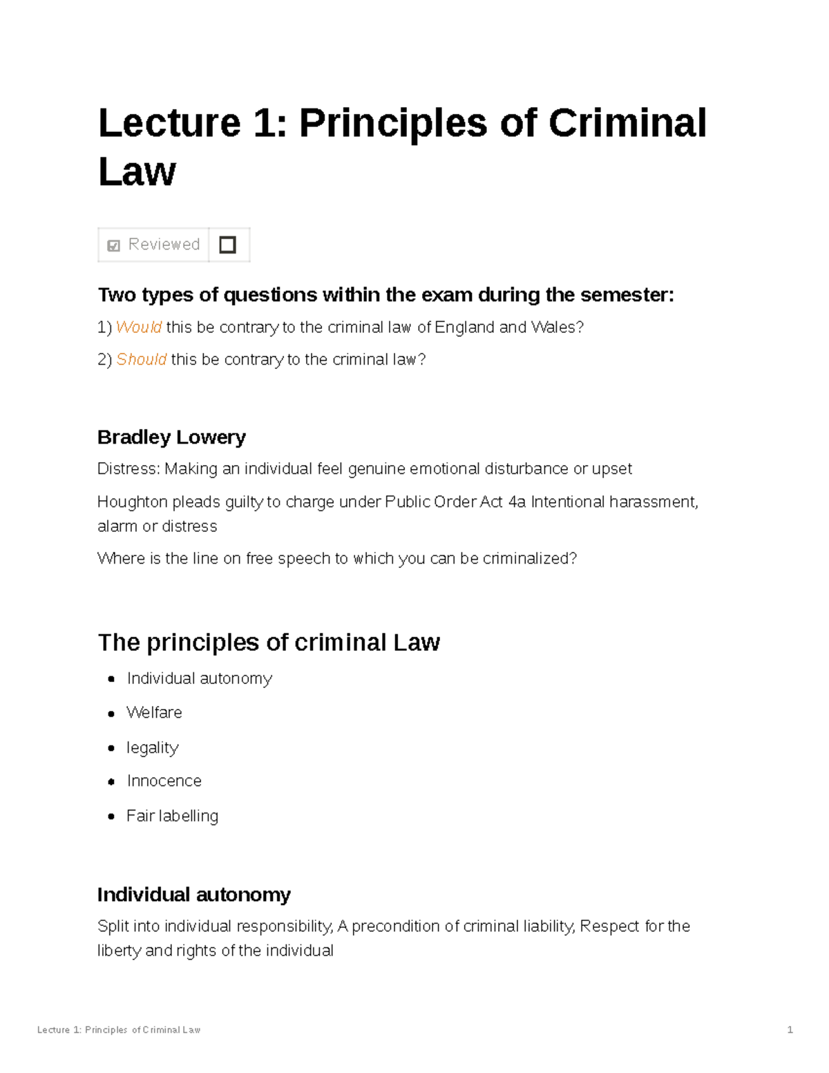 251af6eb-9bad-42ec-8317-769cf9daea5f Lecture 1 Principles of Criminal ...