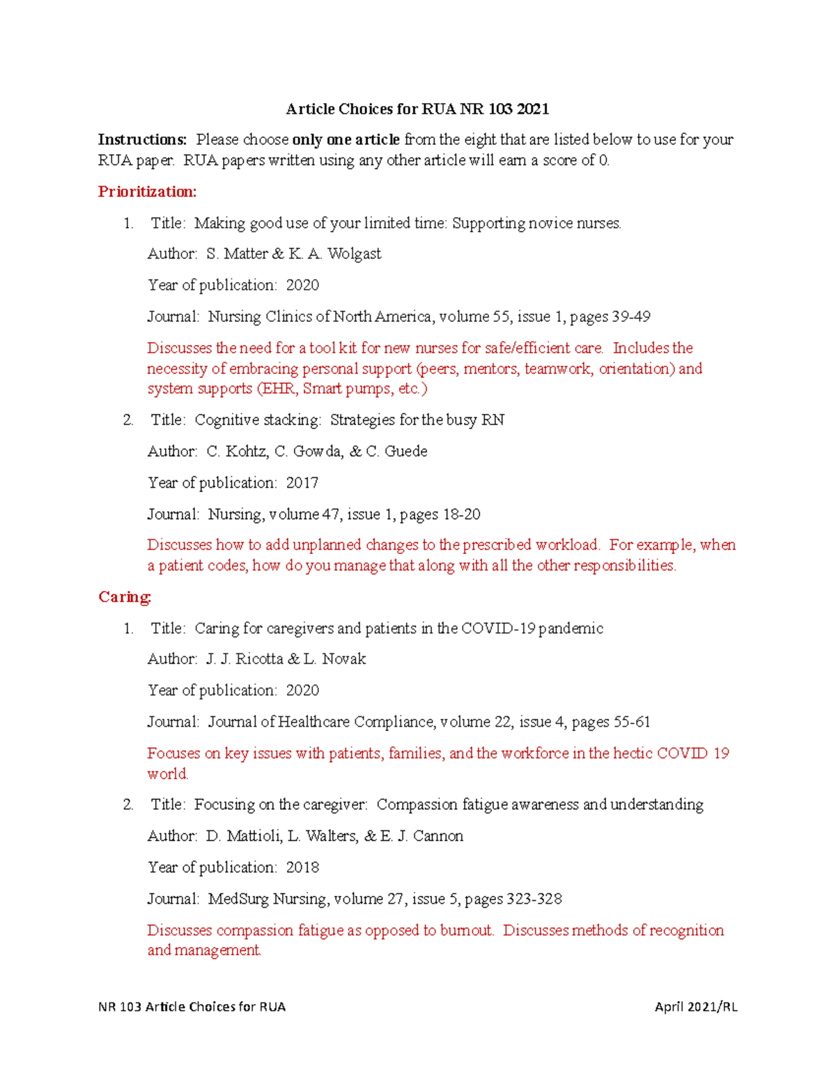 NR 103 Article choices for RUA Sept2021 - Article Choices for RUA NR ...