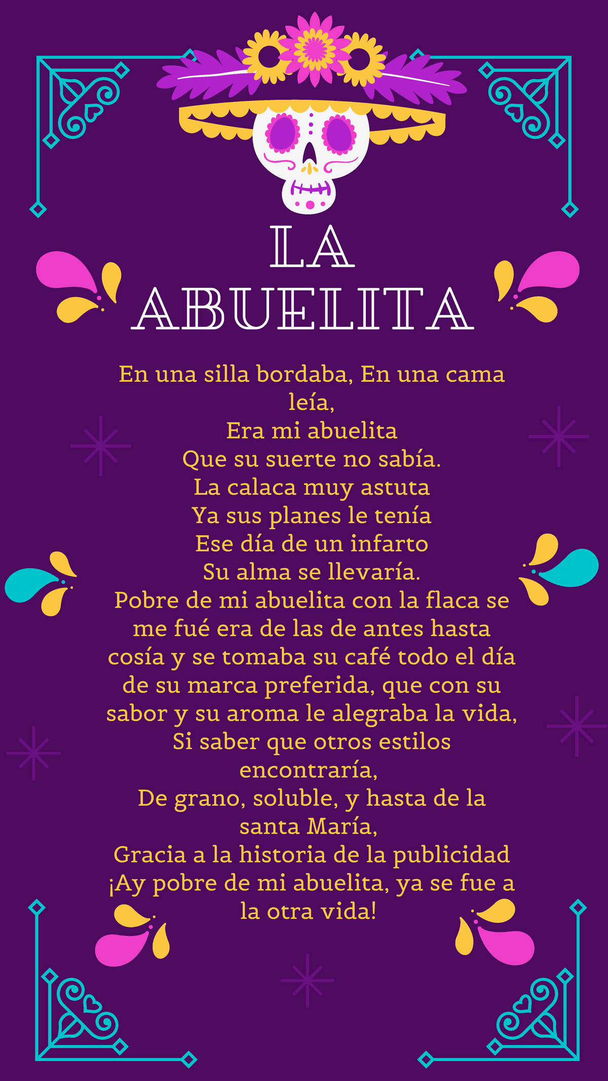 Mensaje del Día de Muertos con imagen de la huesuda de la Catrina con ...