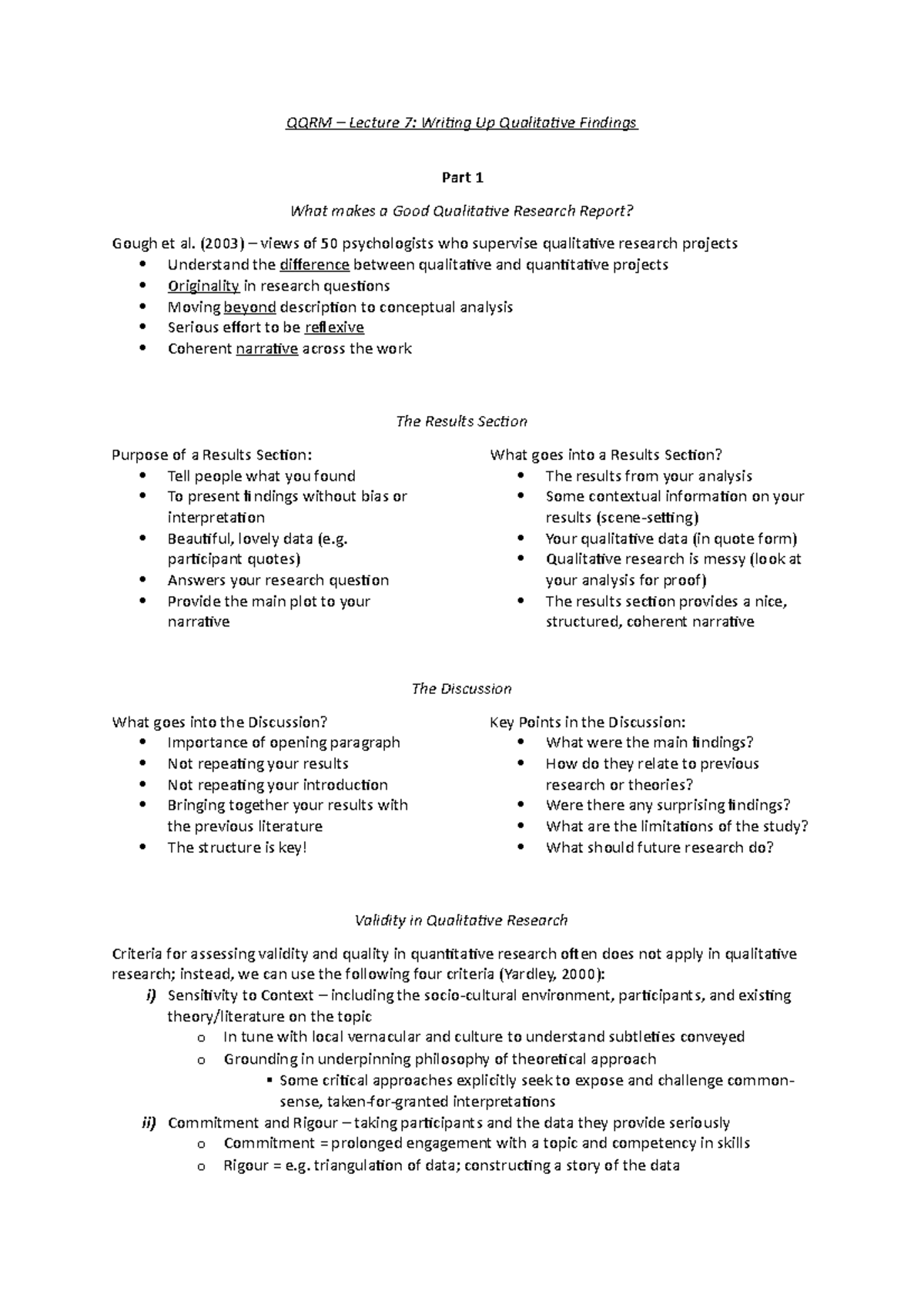 Writing up Qualitative Findings - QQRM – Lecture 7: Writing Up ...