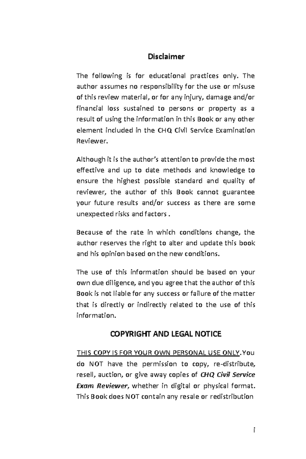 (1st)Front Page - n/a - Disclaimer The following is for educational ...