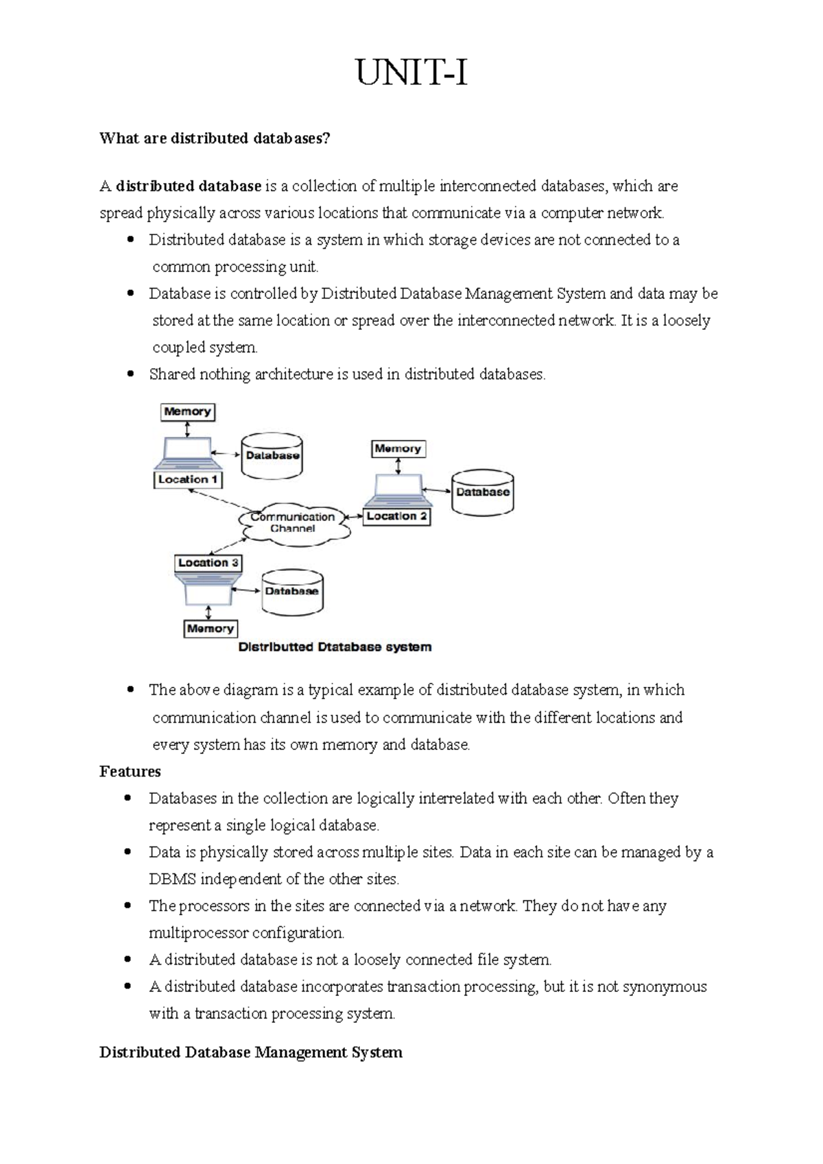 ADT UNIT I - Notes - UNIT-I What are distributed databases? A ...