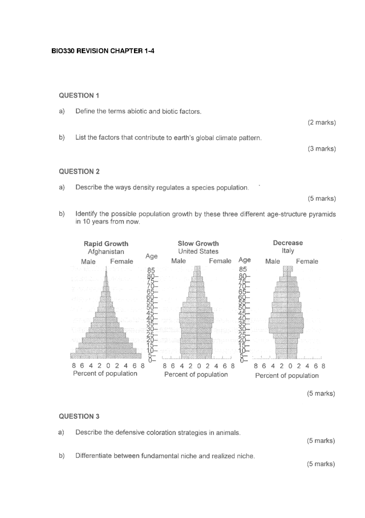 BIO330 Revision Chapter 1- 4 - Ecology - BIO330 REVISION CHAPTER 1 ...