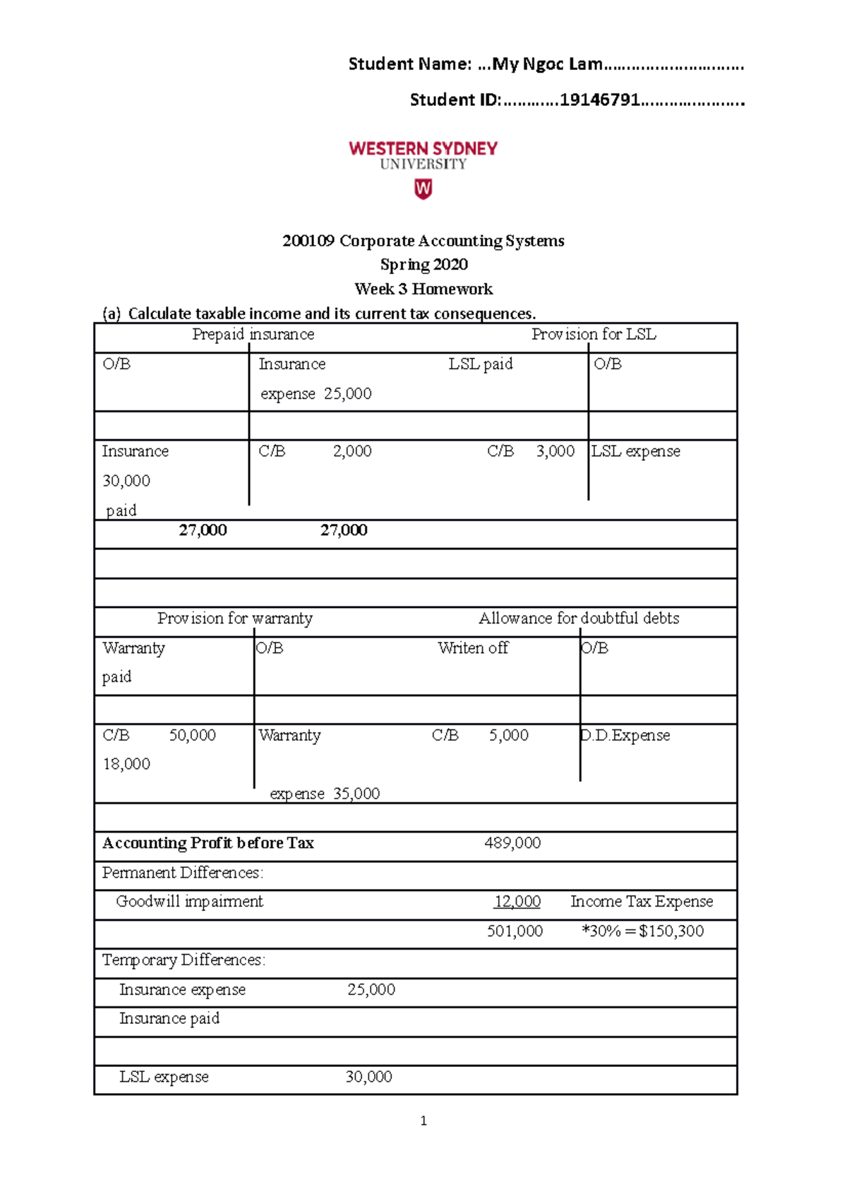 2001 09 Week 3 Homework Answer Sheet 13 - Student Name: .. Ngoc Lam