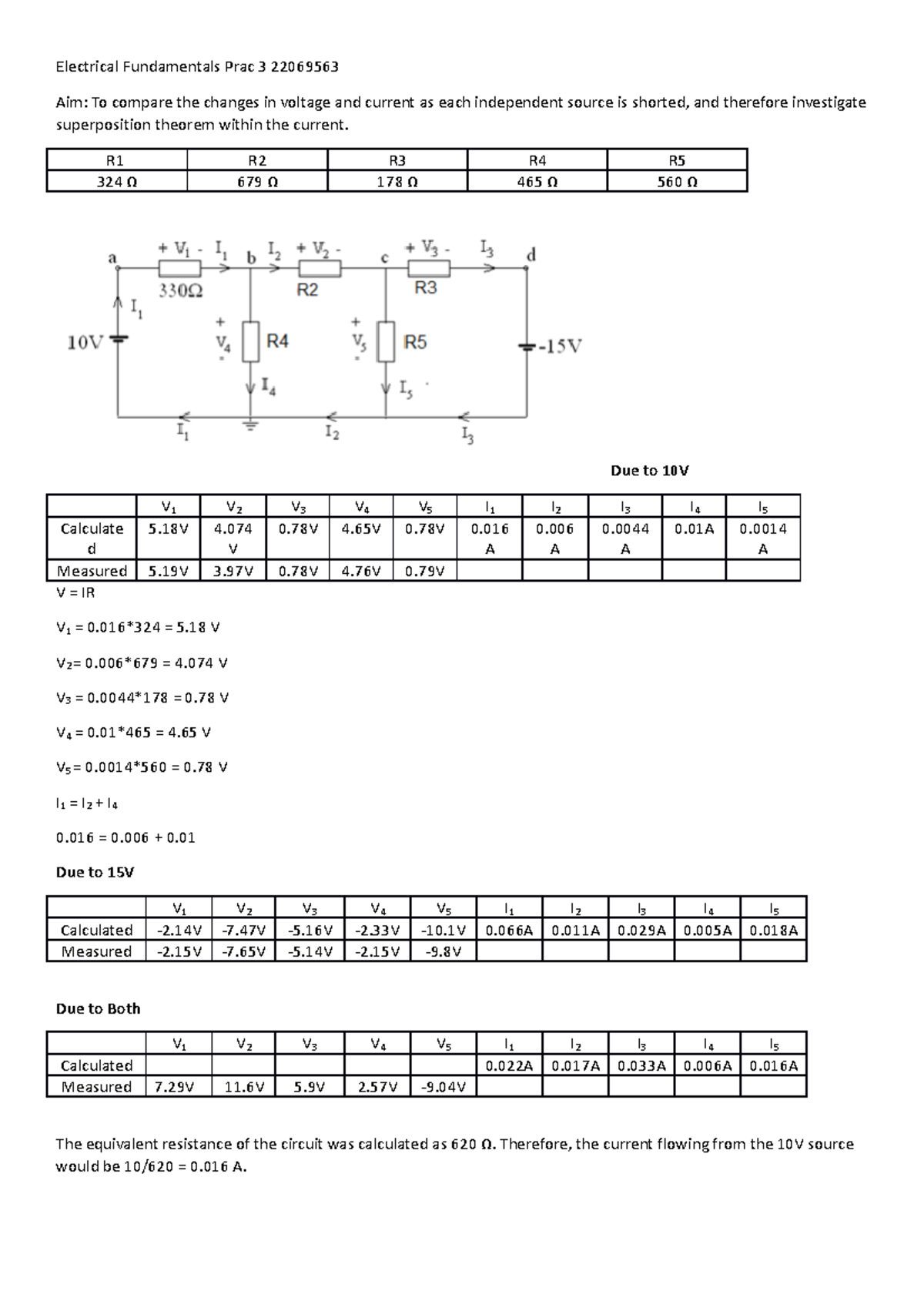 Electrical Fundamentals Prac 3 22069563 - Electrical Fundamentals Prac ...