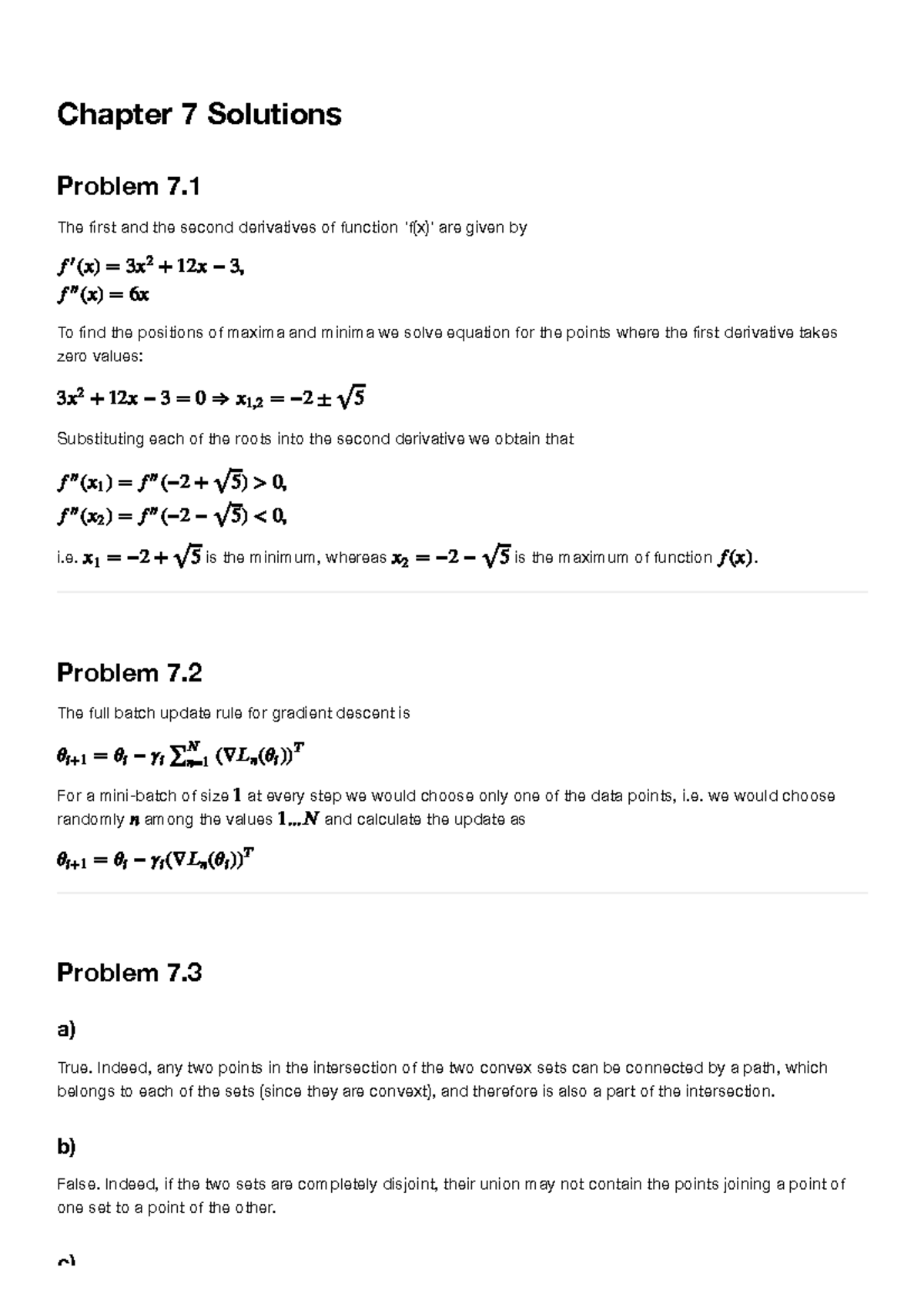 Chapter 7 Exercises - PDF - Chapter 7 Solutions Problem 7. The first and the second derivatives ...