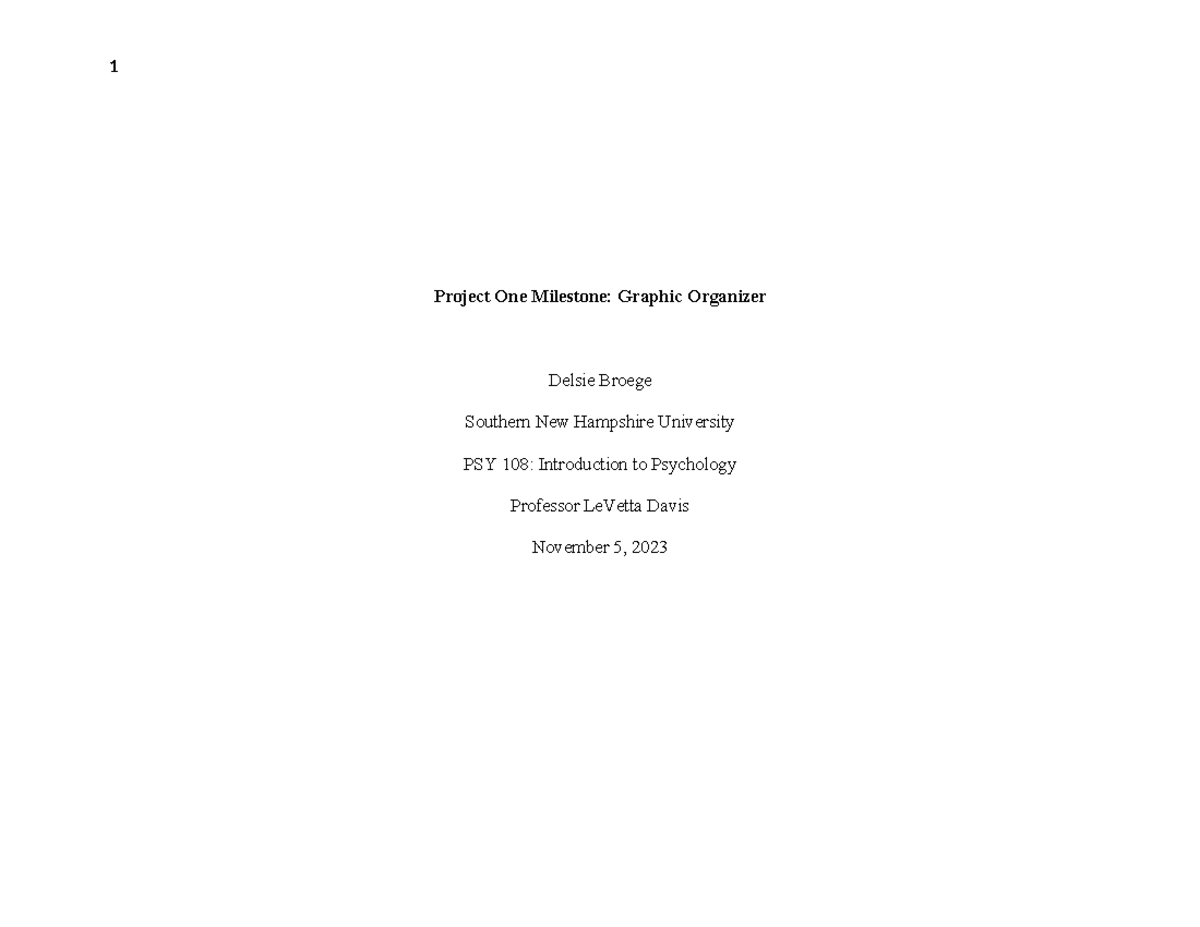 PSY108 Project One Milestone - Project One Milestone: Graphic Organizer ...