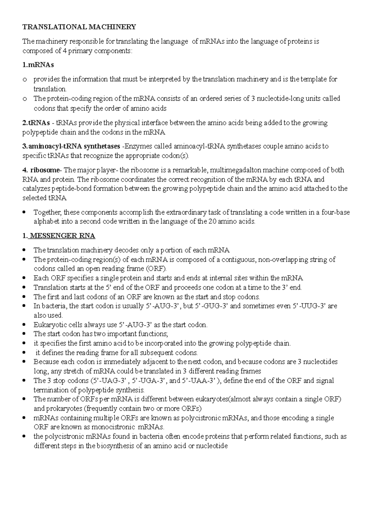 Translational Machinery- word - TRANSLATIONAL MACHINERY The machinery ...