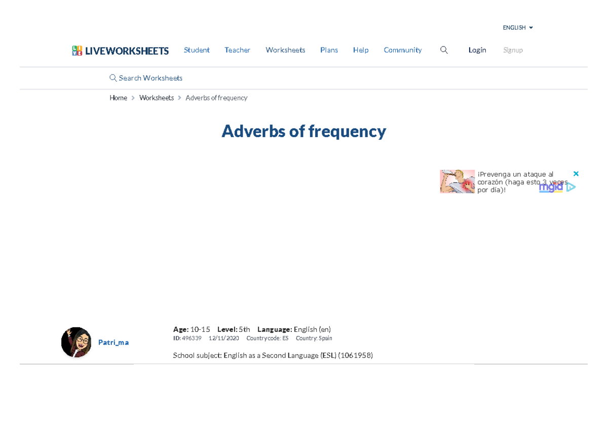Adverbs of frequency online exercise for 5th Live Worksheets - Home ...