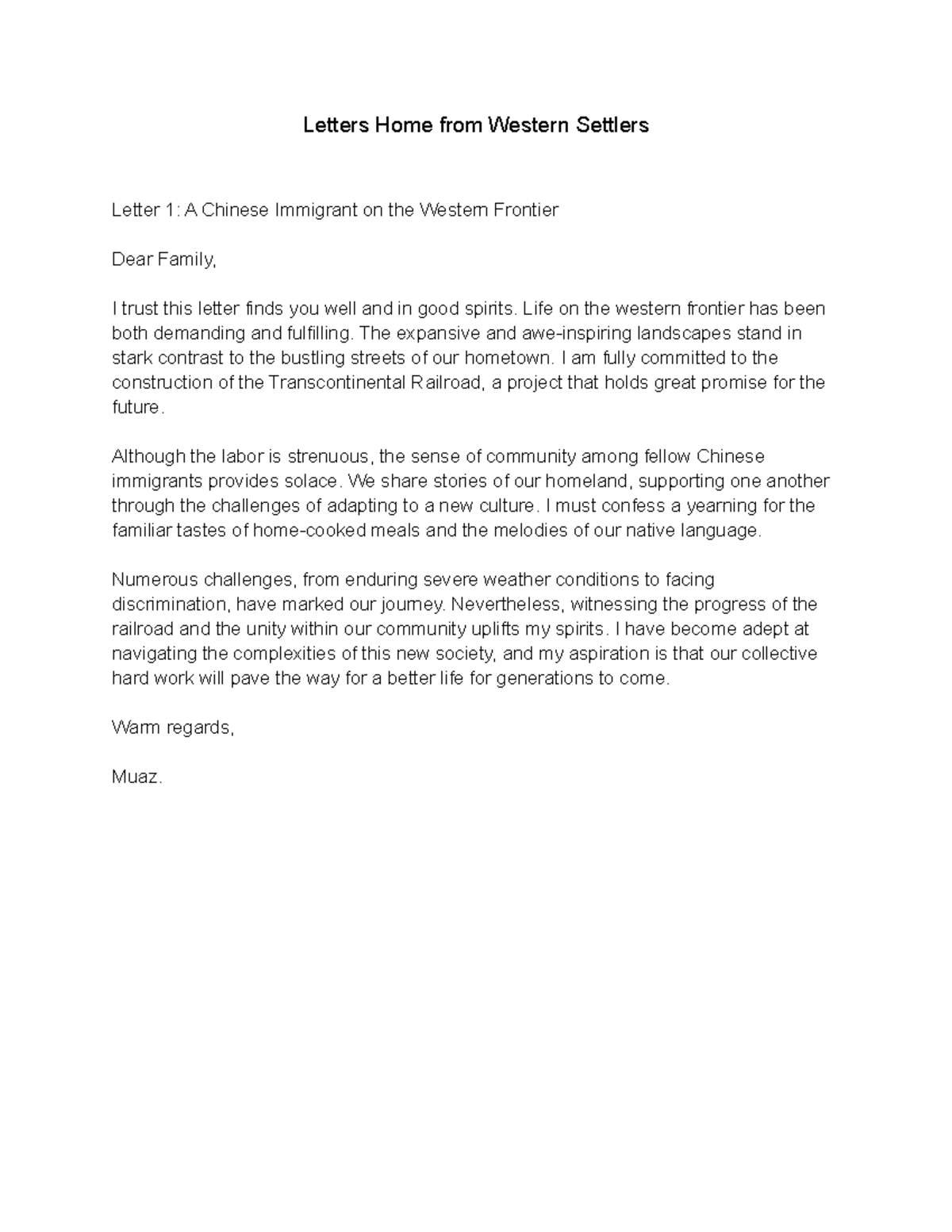 Letters Home from Western Settlers - Life on the western frontier has ...