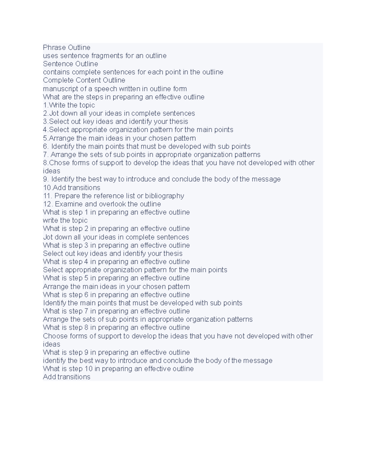 Comm 13 - pracrtice - Phrase Outline uses sentence fragments for an ...