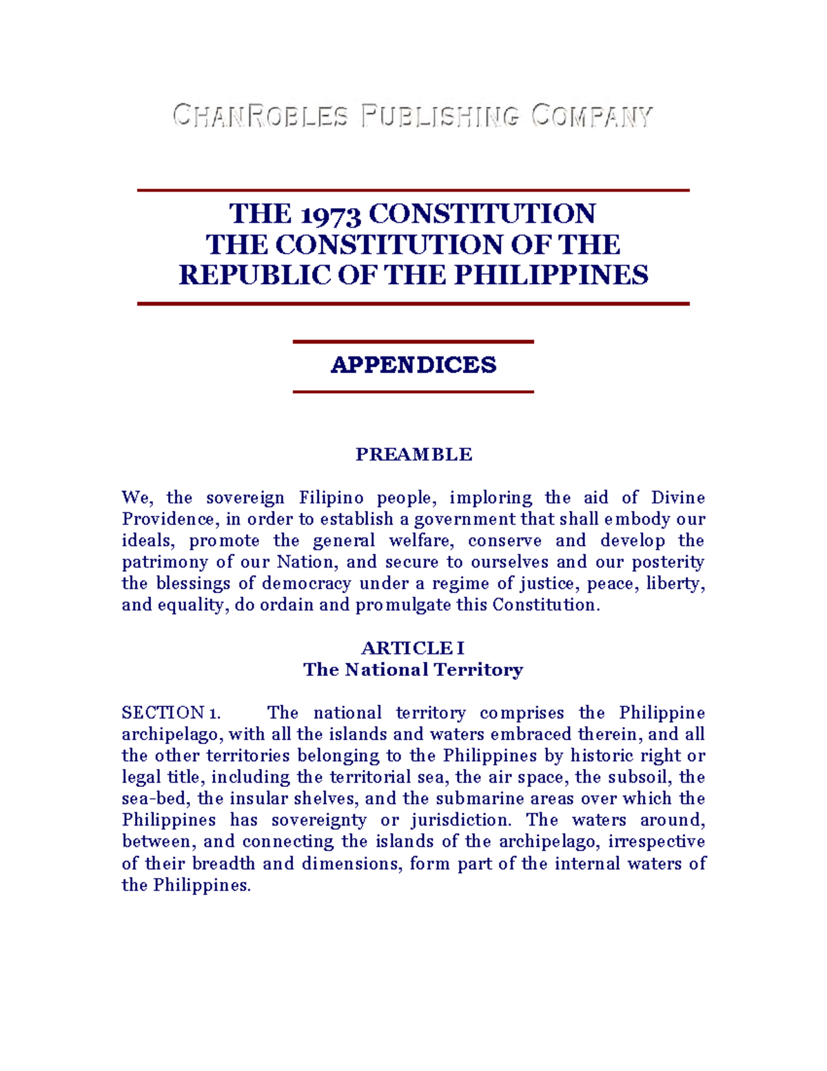 THE 1973 Constitution - Hhhhhj - THE 1973 CONSTITUTION THE CONSTITUTION ...