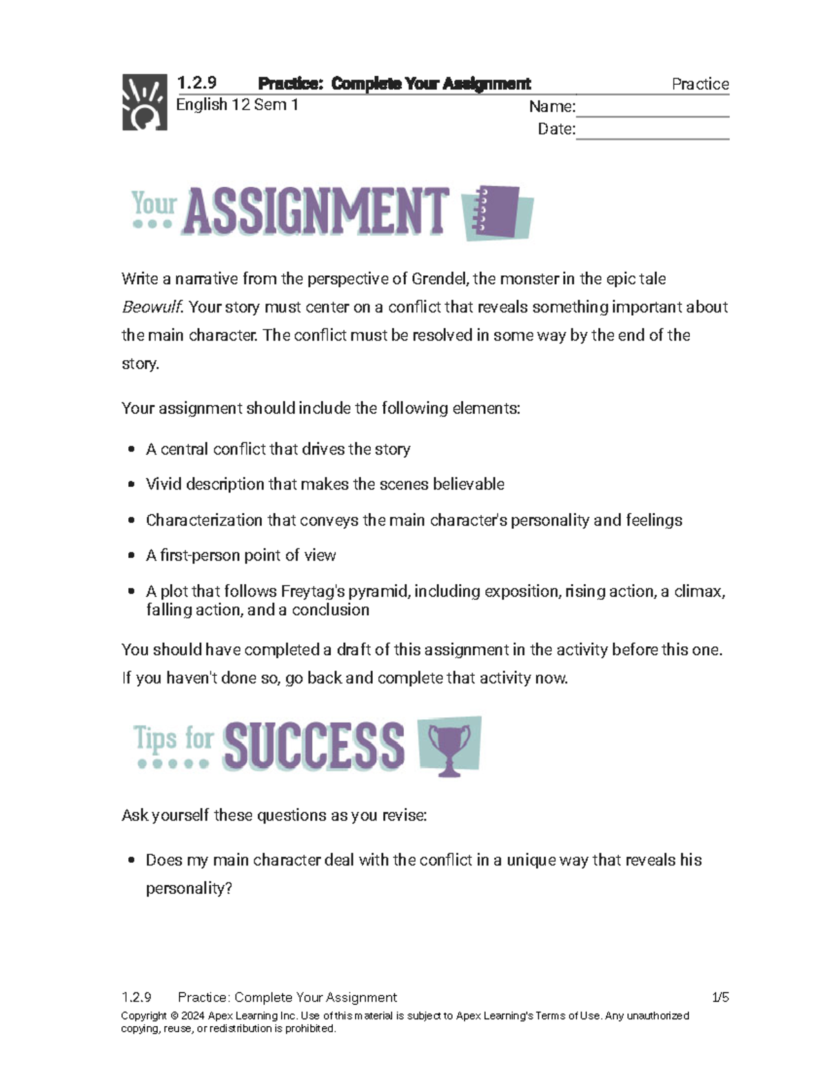 1.2.9 Practice - Complete Your Assignment (Practice) - Practice: Complete Your Assignment 1 ...