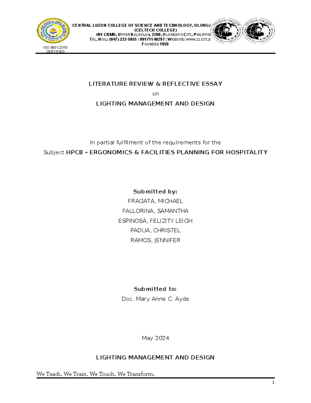 Lightingmanagement and design - (CELTECH COLLEGE) #01 CBMU, UPPER ...