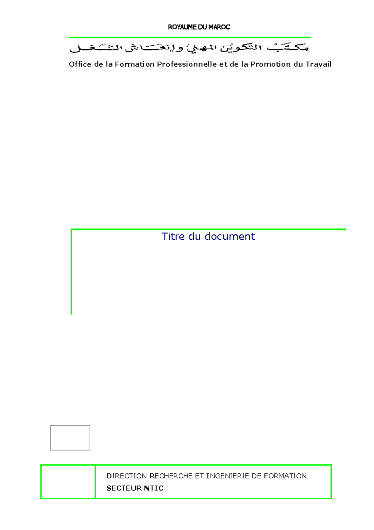 Modele Support Cours - Office de la Formation Professionnelle et de la ...