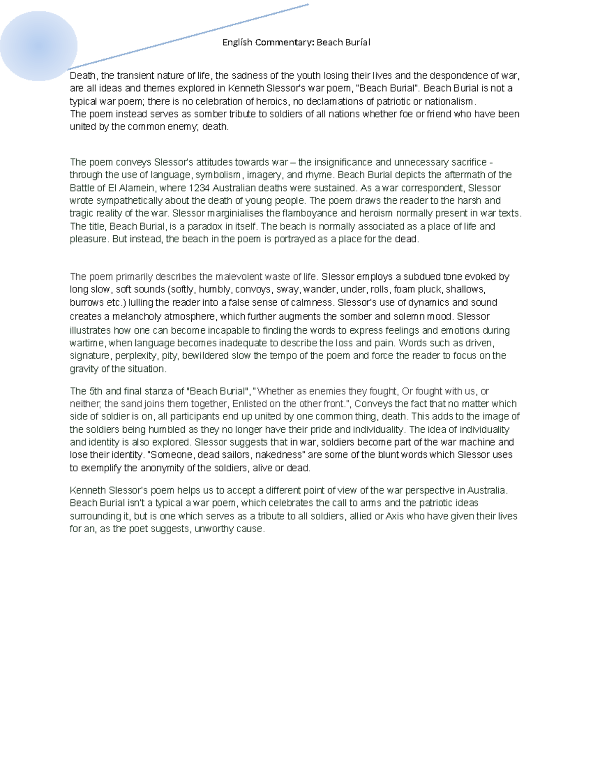 English commentary for Beach Burial 1 - English Commentary: Beach ...