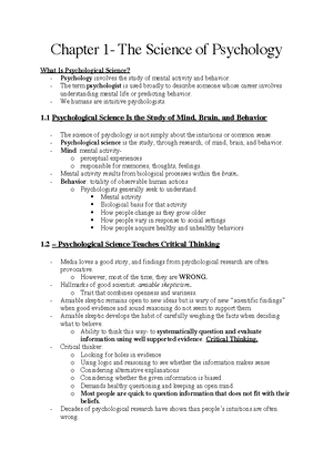 Chapter 1 Notes - The Science of Psychology - Psychological Sciences ...