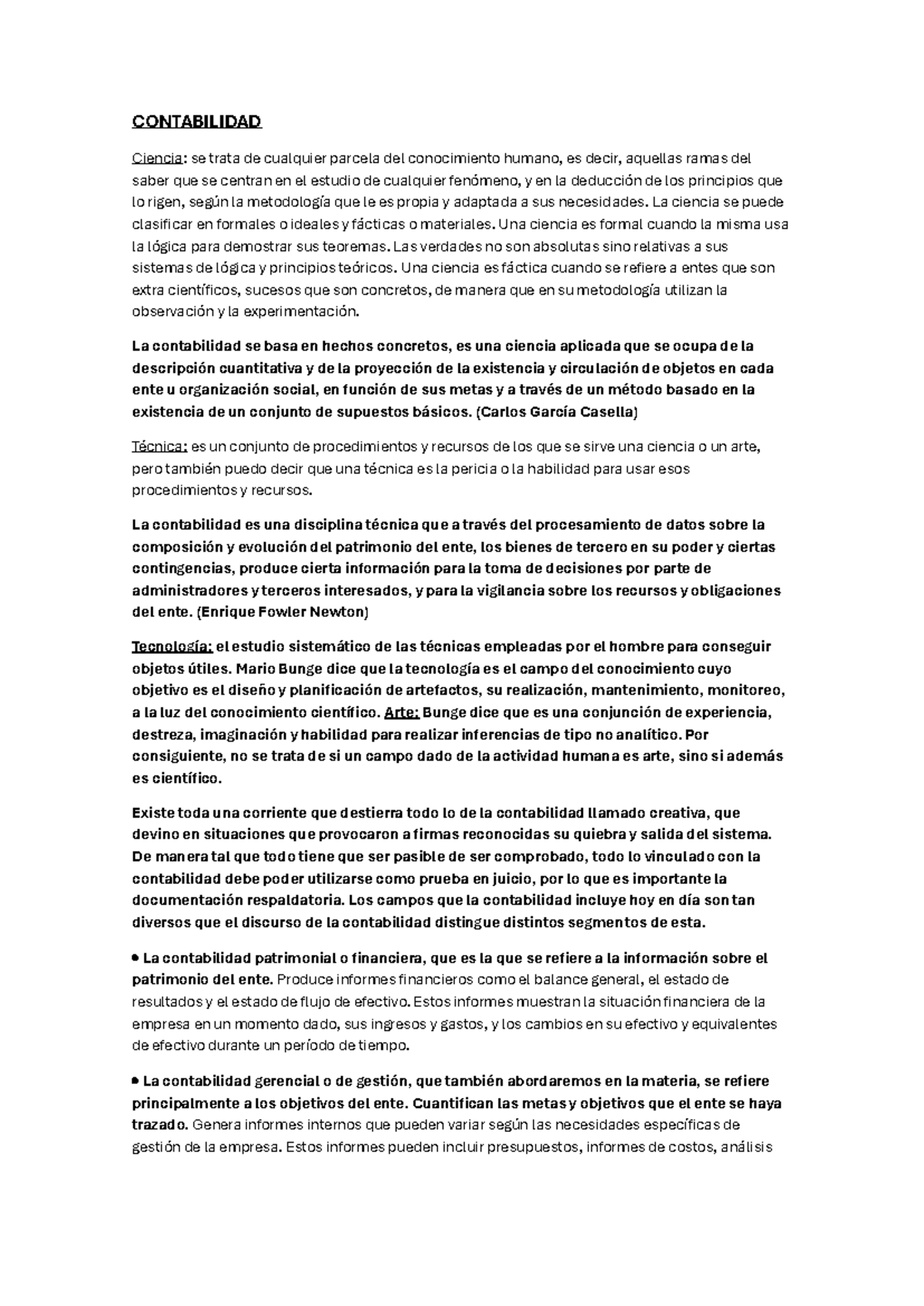 Resumen teoria contable - CONTABILIDAD Ciencia: se trata de cualquier ...