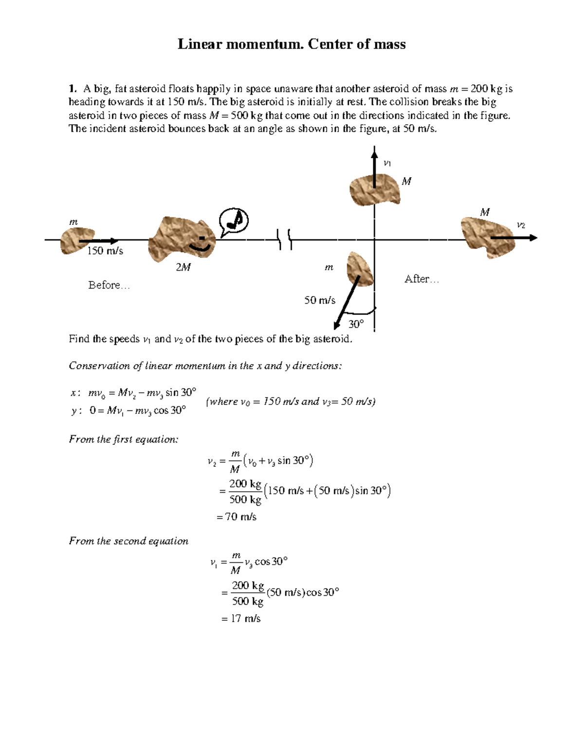 W09 F18 Linear momentum and center of mass solution - Linear momentum ...