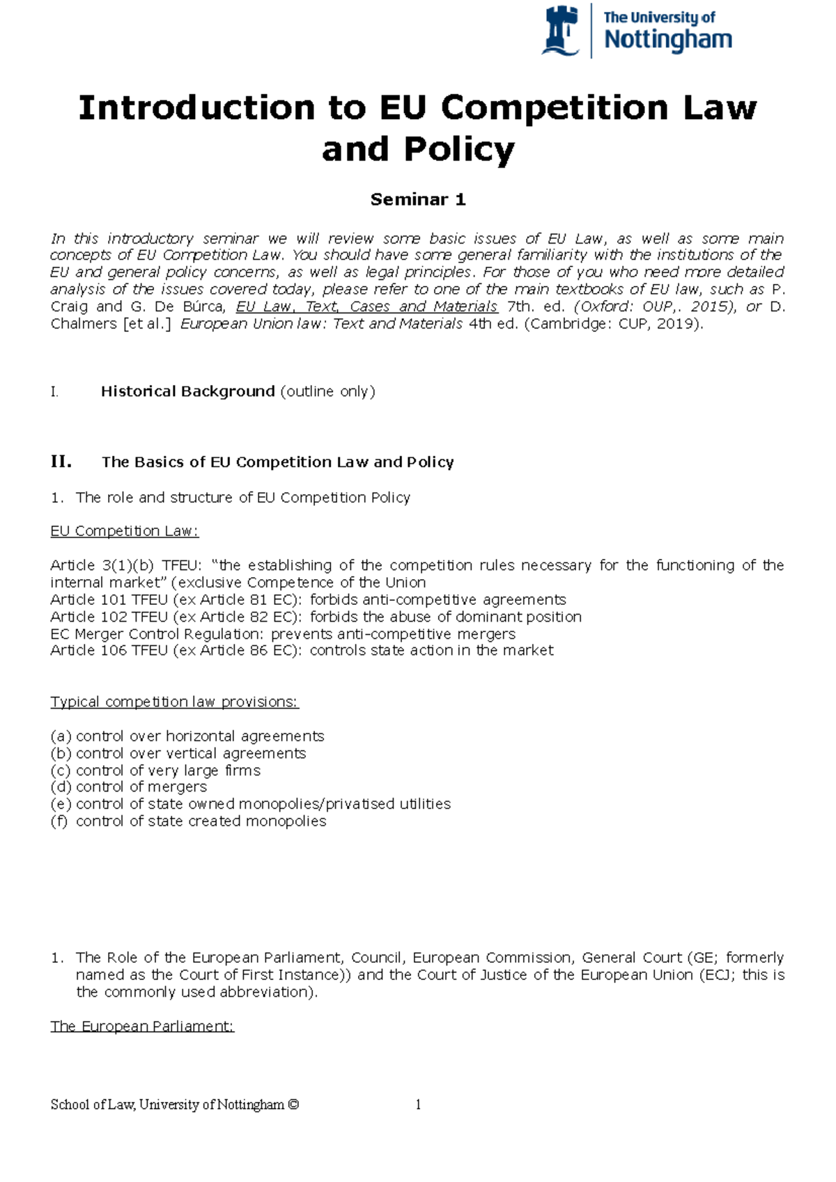 Competition LAW notes Art 101 - LAW107 - Liverpool - Studocu