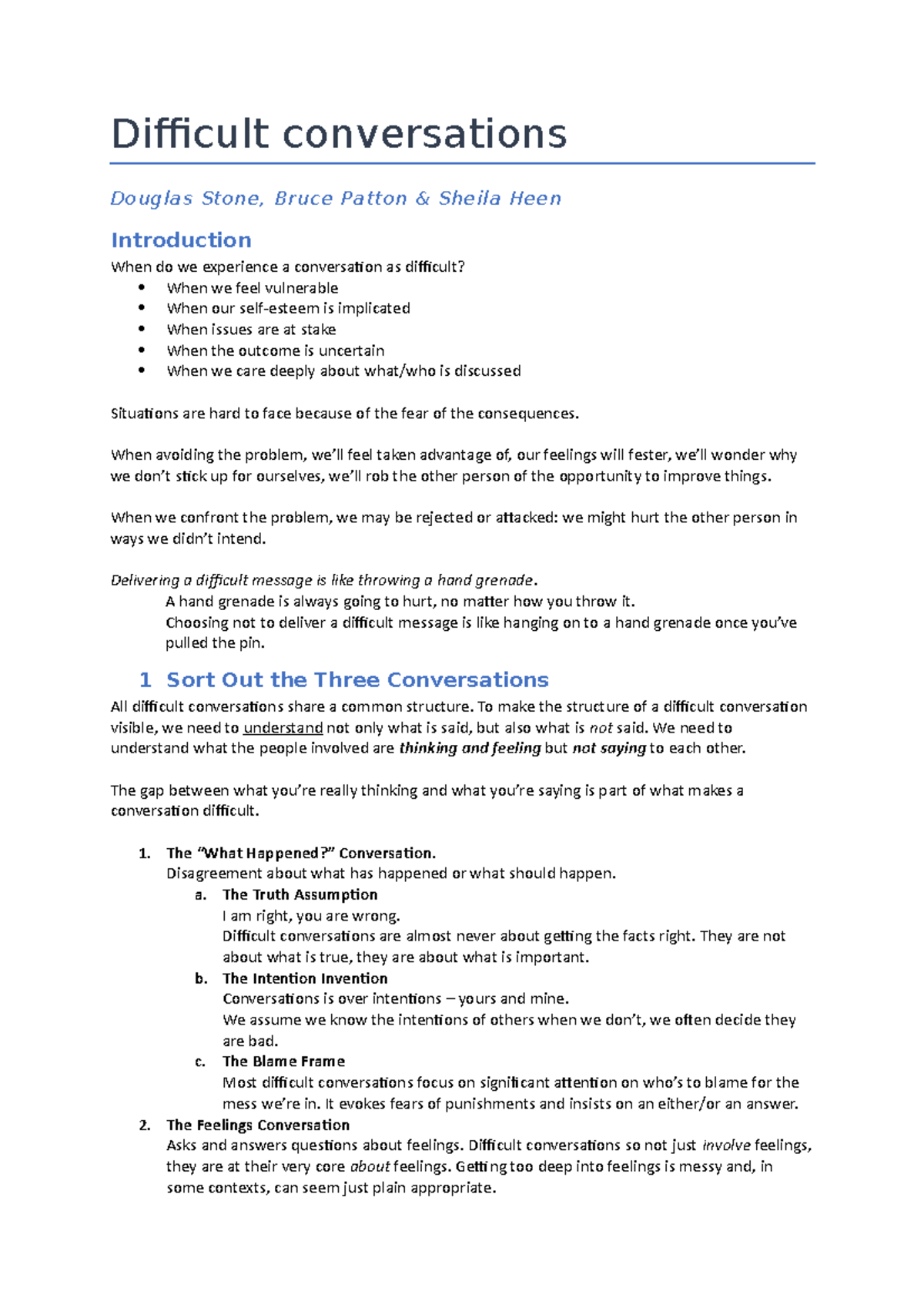 Difficult Conversations Book Interpersonal Communication - Difficult ...