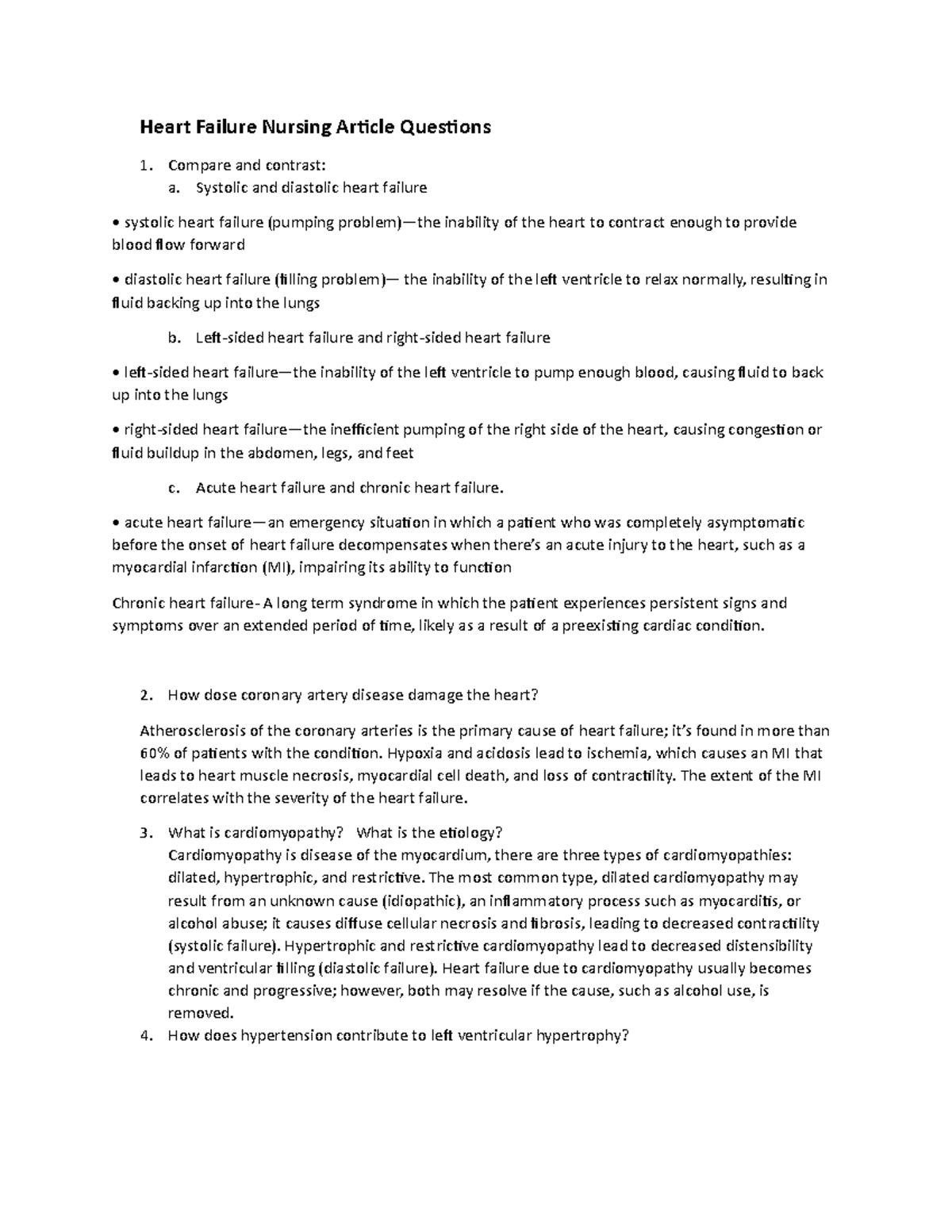 Heart failure MDC3 - Heart Failure Nursing Article Questions Compare ...