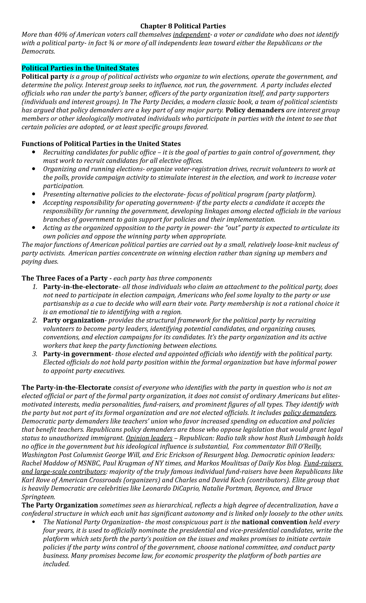 Chapter 8 Political Parties - Chapter 8 Political Parties More than of ...