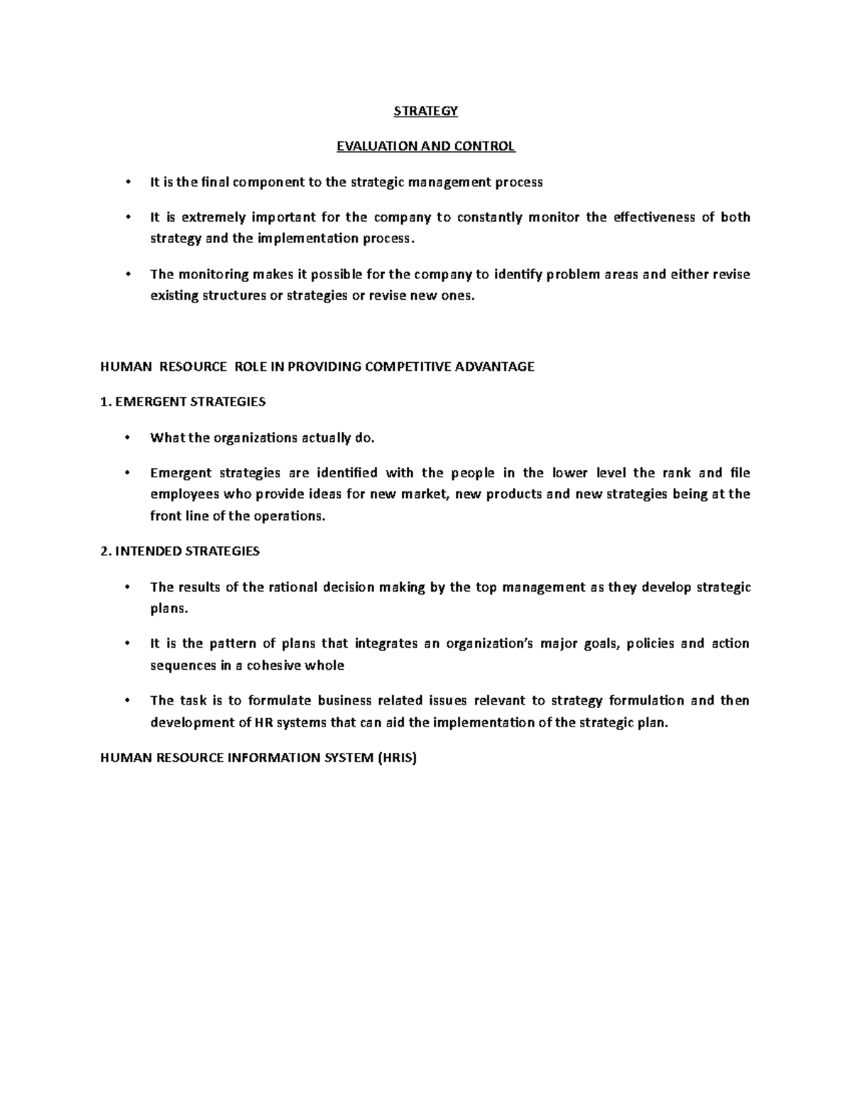 Strategy - • It is the final component to the strategic management ...