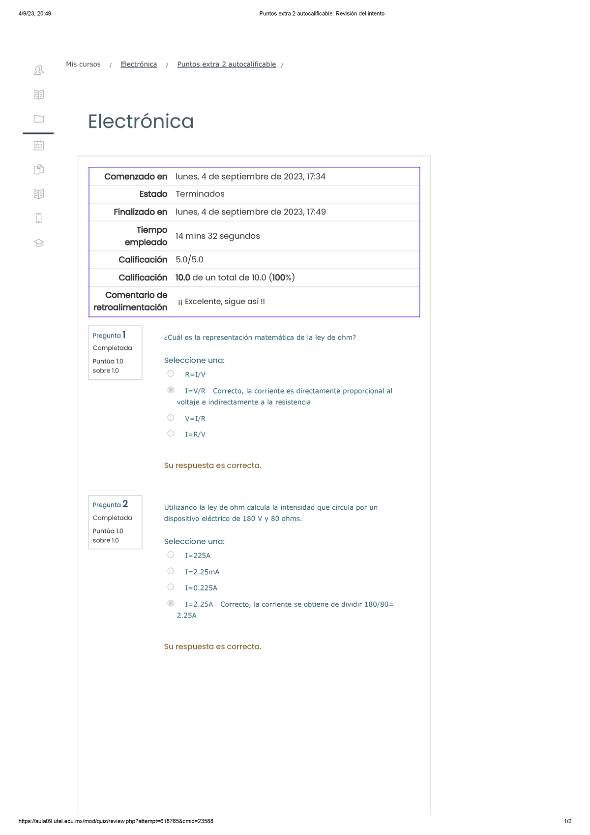 Puntos extra 2 autocalificable Revisión del intento - - Studocu