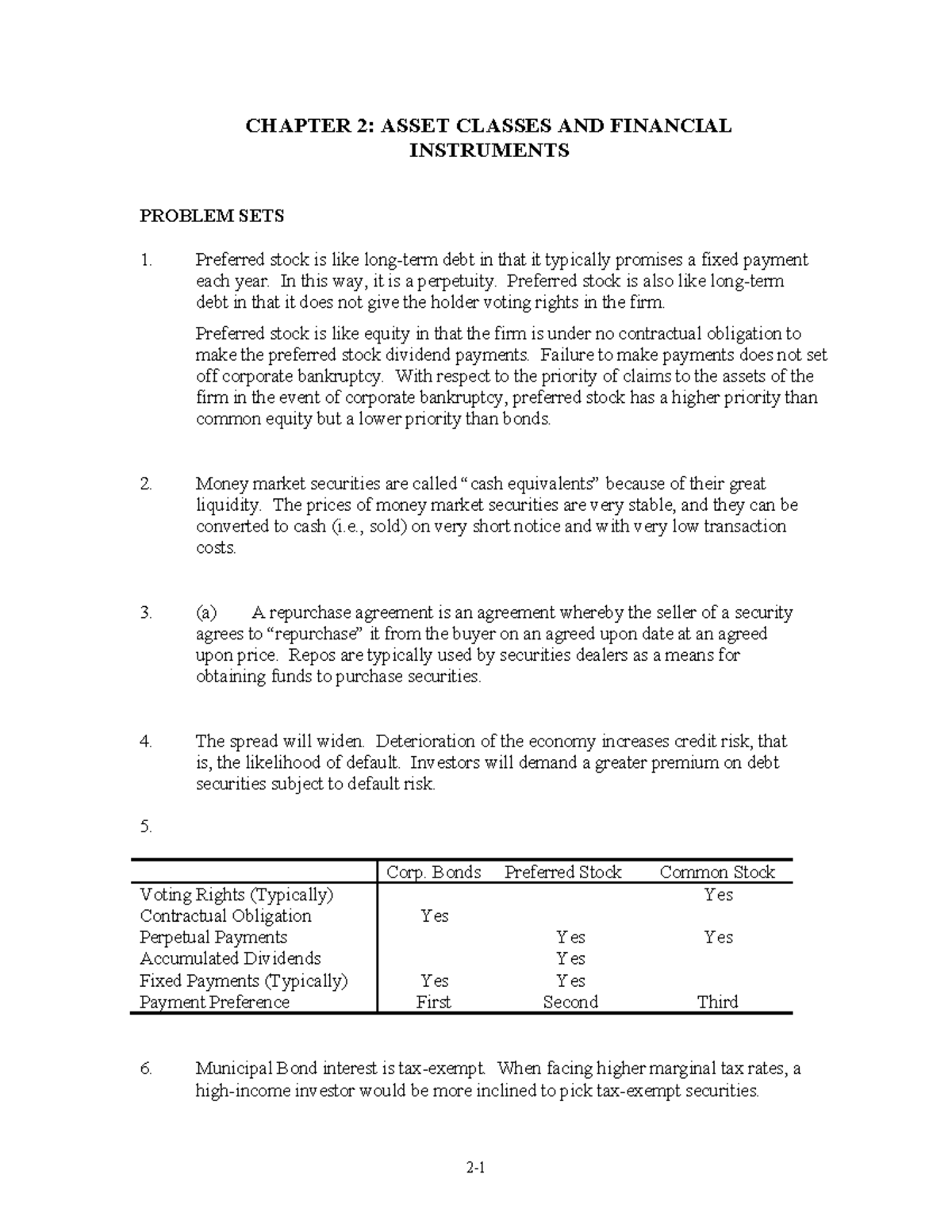 Dokumen - Investment - CHAPTER 2: ASSET CLASSES AND FINANCIAL ...
