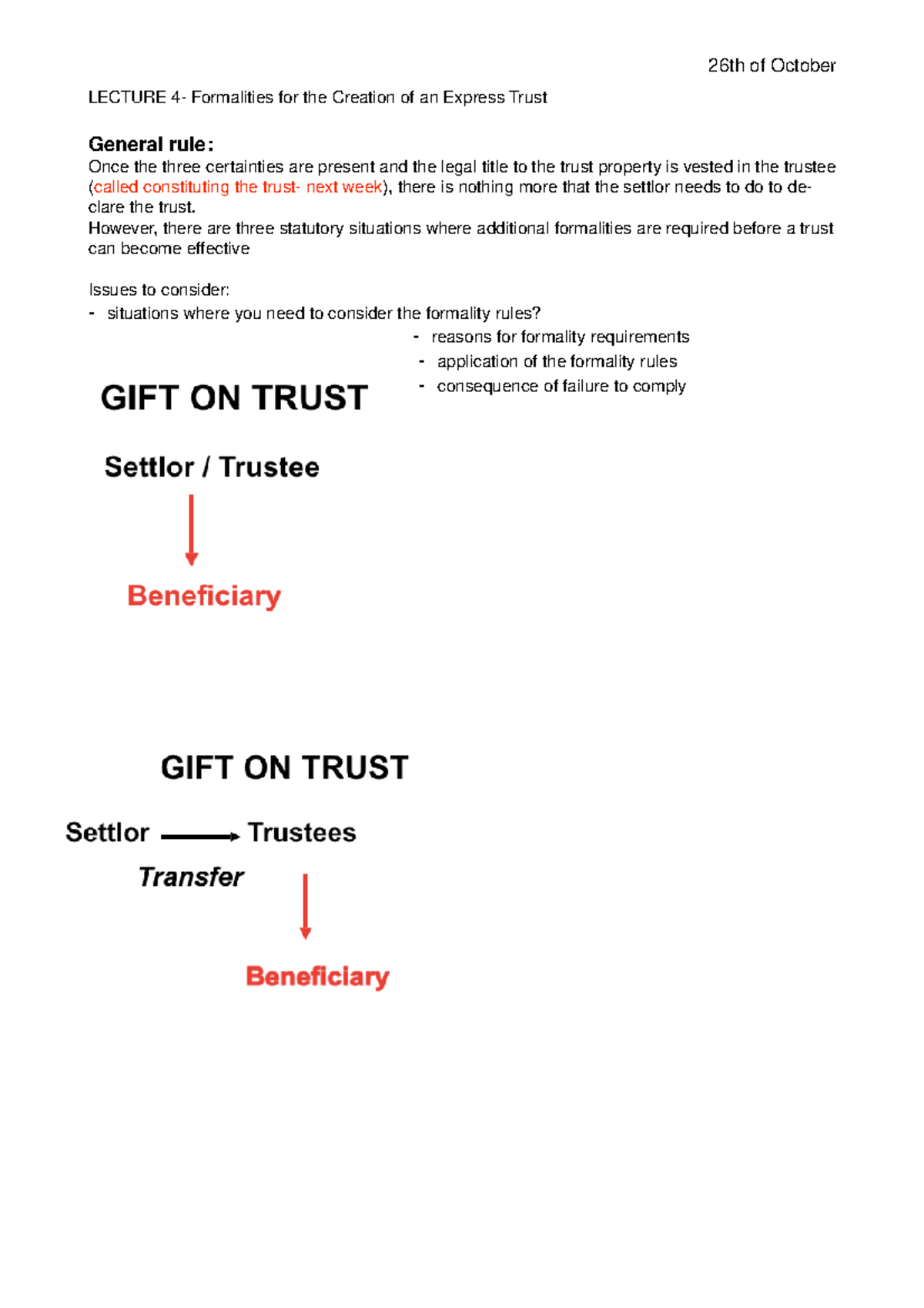 Lecture 4 - Formalities for the Creation of an Express Trust - LECTURE ...