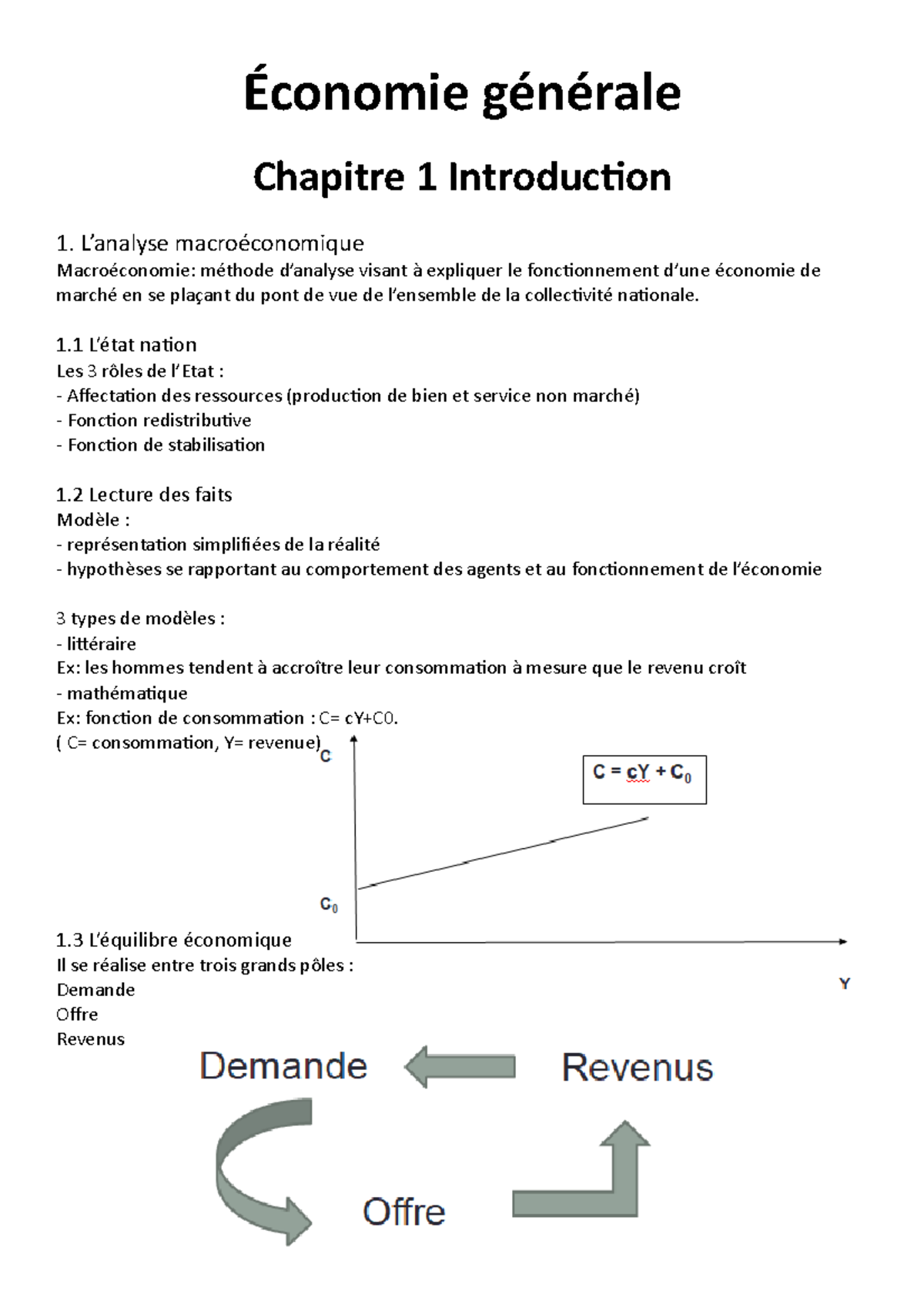 Economie generale - cours d'éco générale en dut - Best notes of English ...
