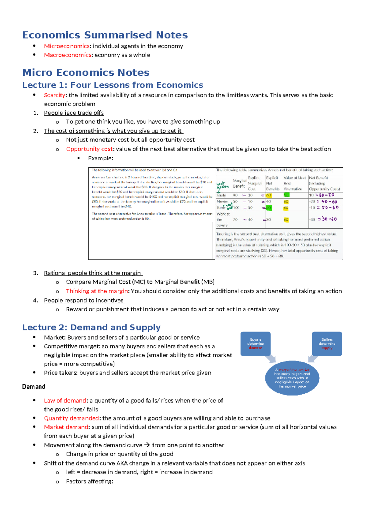 Economics Summarised Notes - This serves as the basic economic problem ...