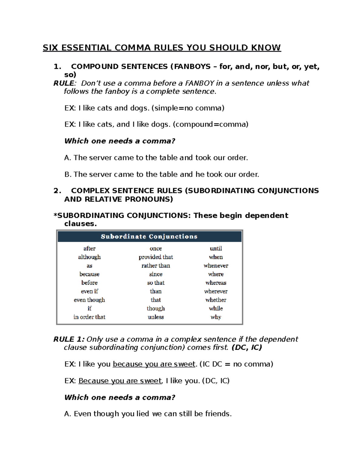 Comma Rules - SIX ESSENTIAL COMMA RULES YOU SHOULD KNOW COMPOUND ...