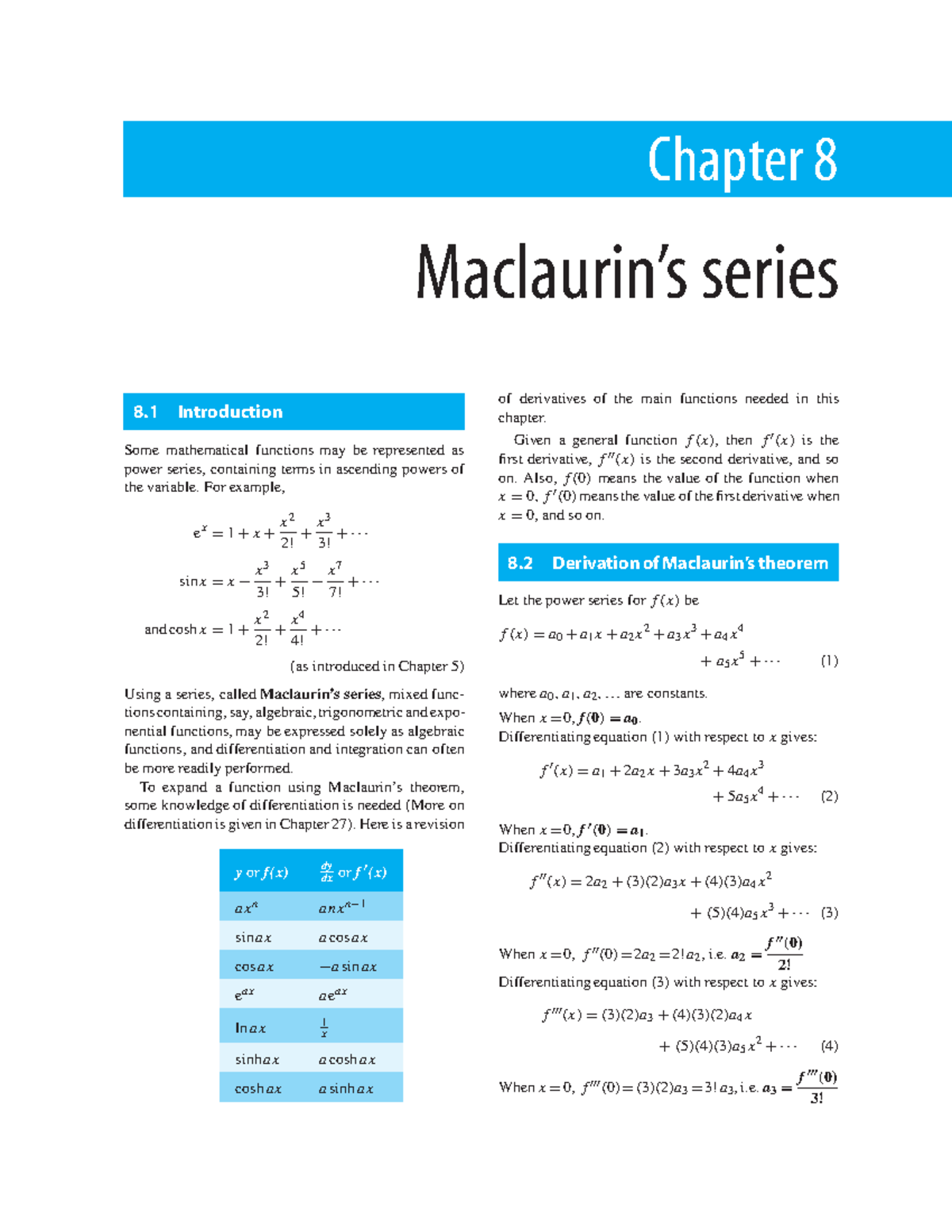 Higher Engineering Mathematics - John Bird - Chapter 8 Maclaurin’s ...