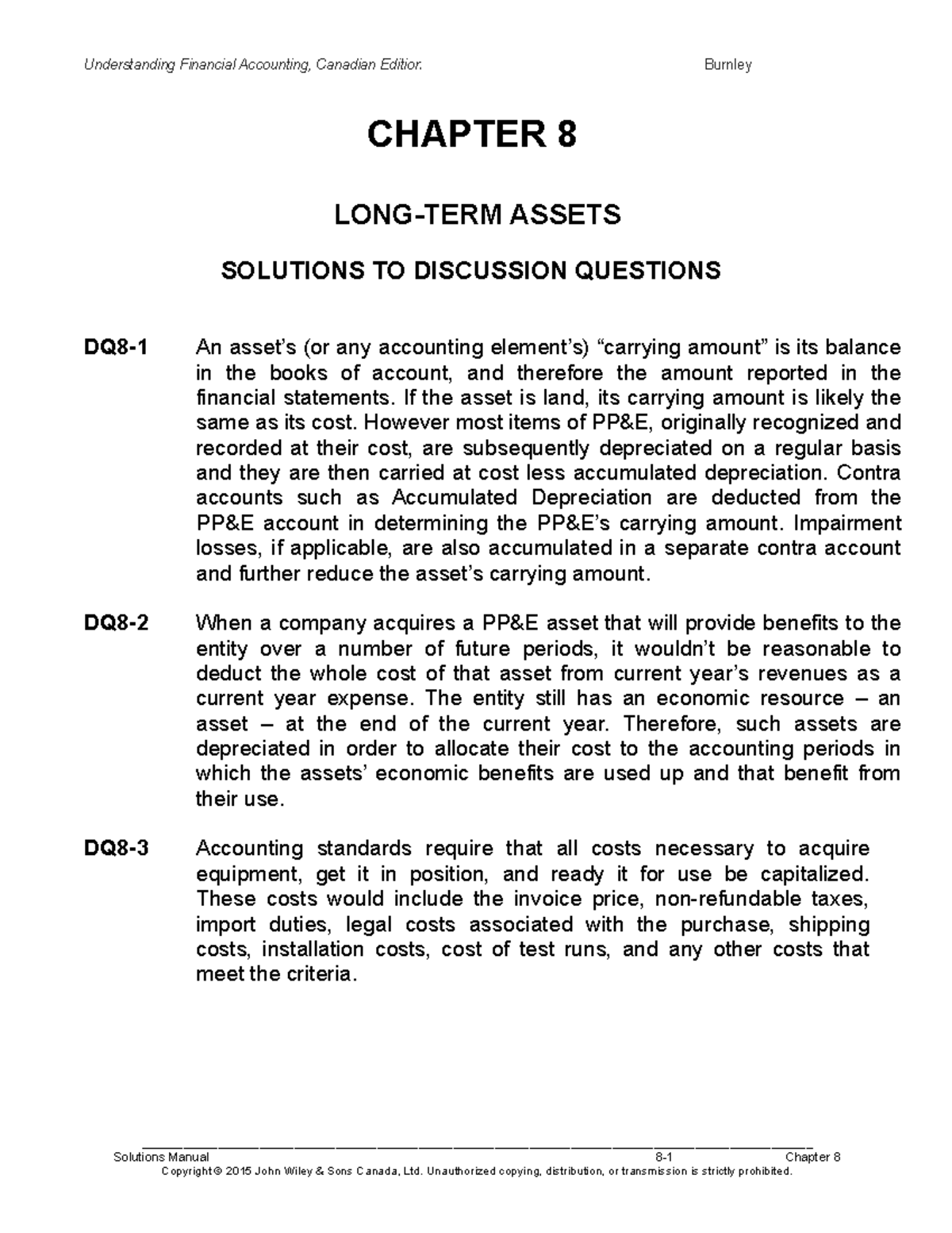 Burnleysm 08 - Solutions for Chapter 8 textbook questions - CHAPTER 8 ...