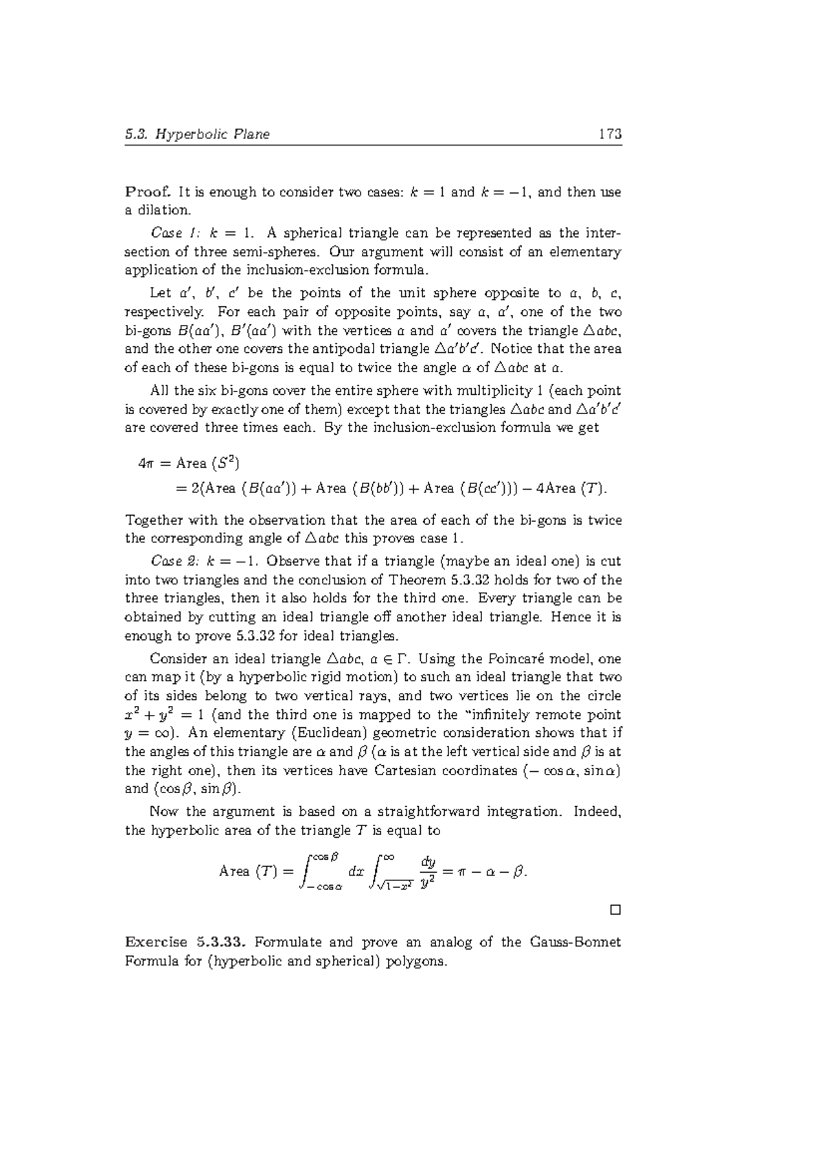 Geometry Spaces of Bounded Curvature-13 - Hyperbolic Plane 173 Proof. It is enough to consider ...