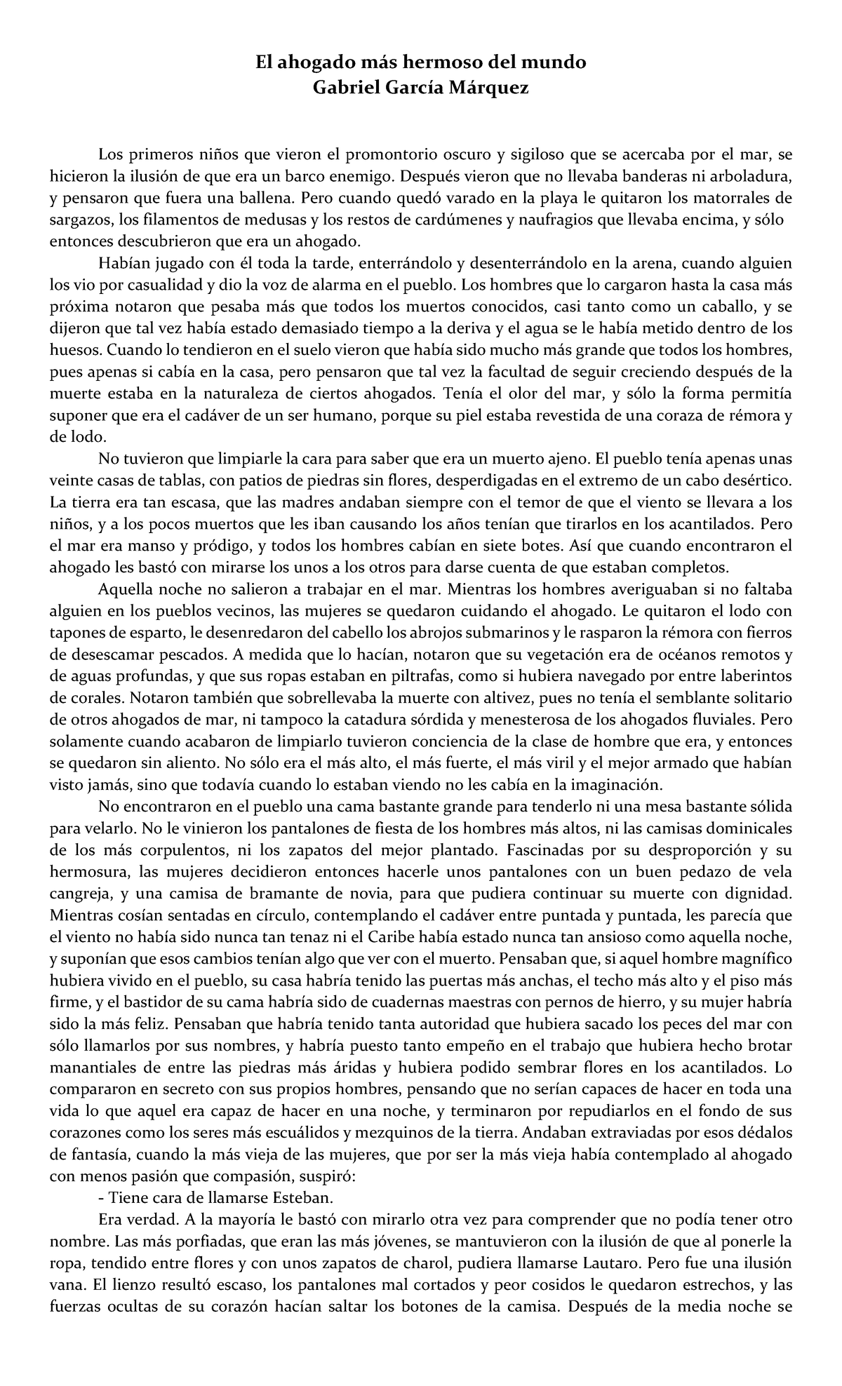 El ahogado más hermoso del mundo - El ahogado más hermoso del mundo ...