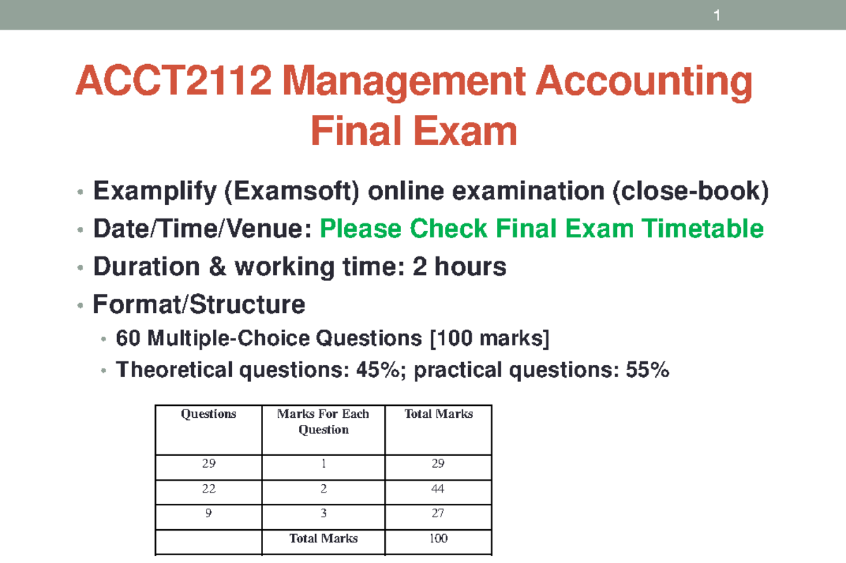 FINAL Revision S2 - ACCT2112 Management Accounting Final Exam Examplify (Examsoft) online - Studocu