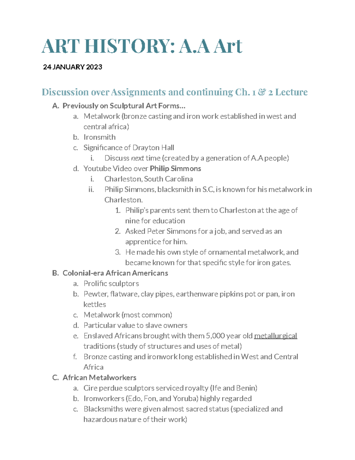 ART 4723 African American Art History - ART HISTORY: A Art 24 JANUARY ...