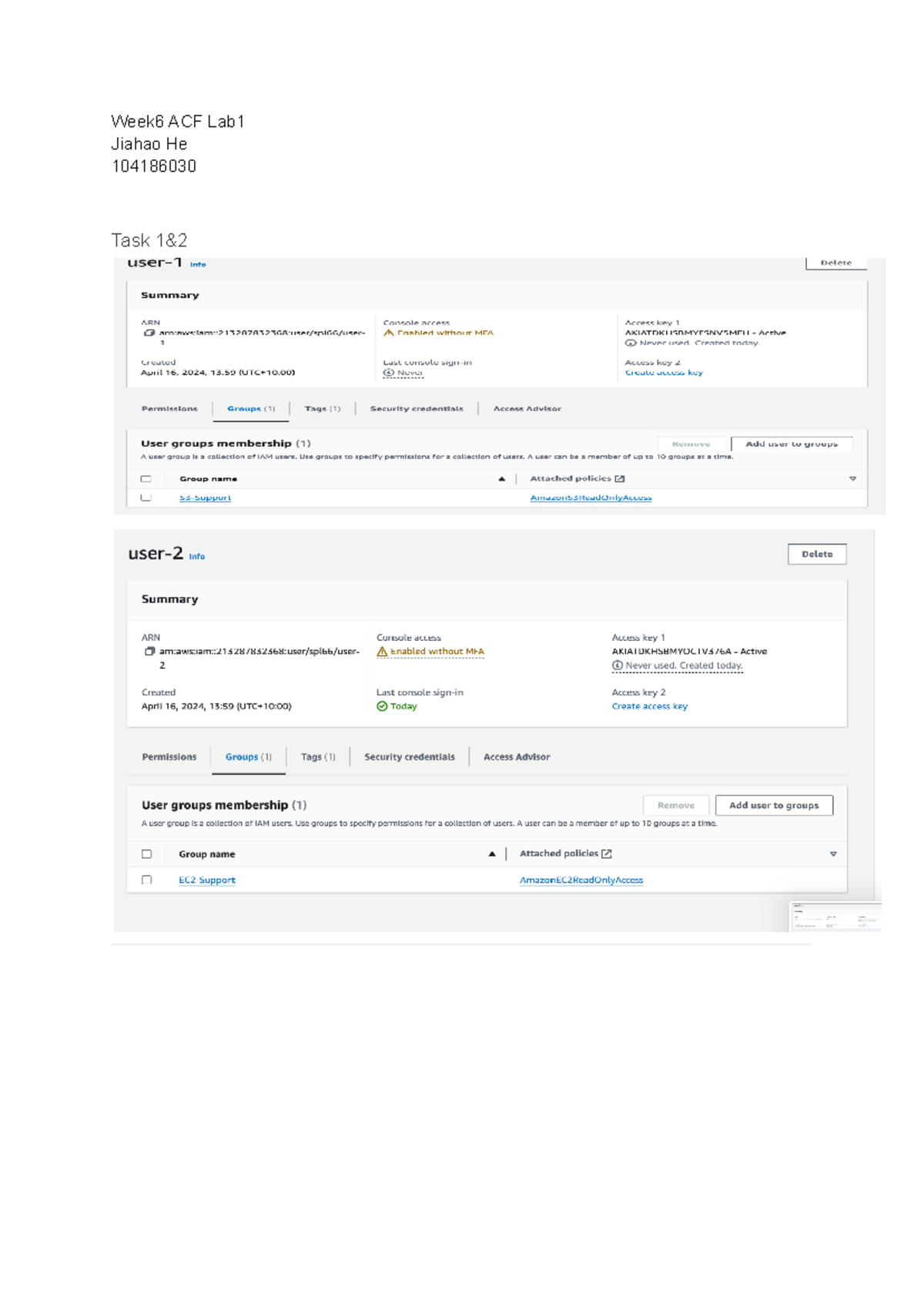 ACF Lab1 10418ks - COS10004 - Week6 ACF Lab Jiahao He 104186030 Task 1& - Studocu