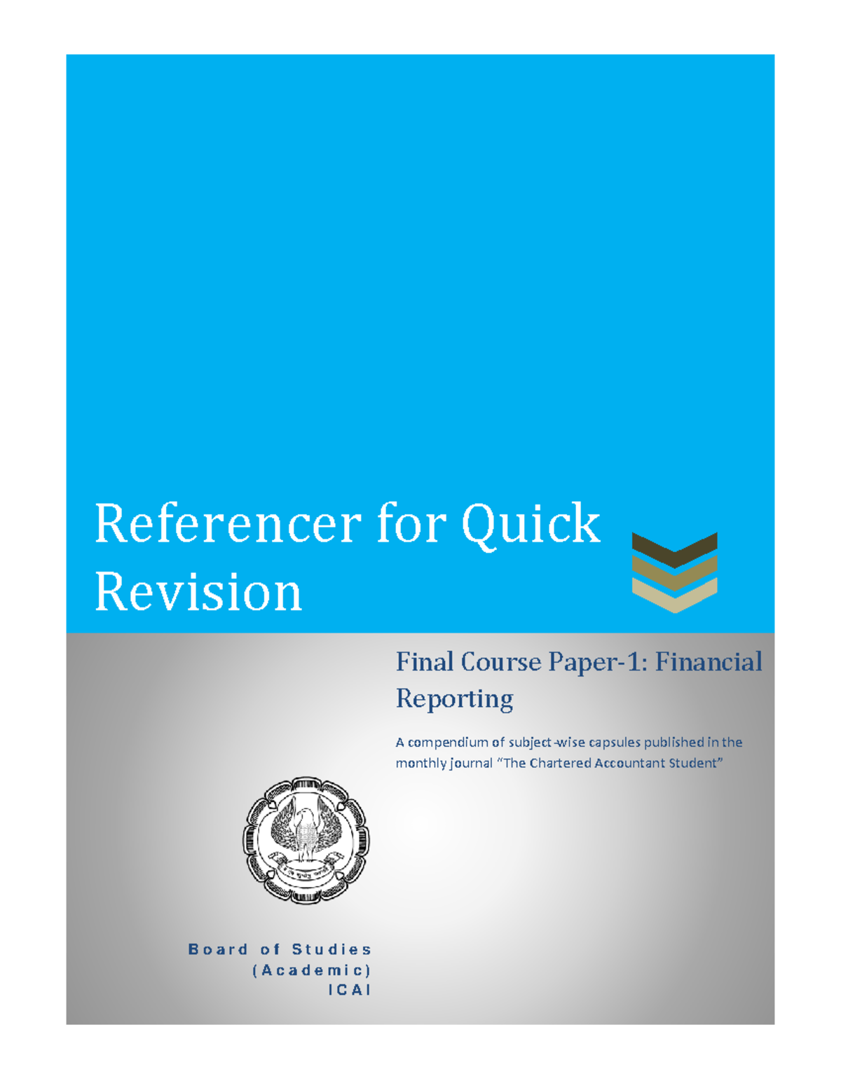 Ind As Charts by ICAI - Referencer for Quick Revision B o a r d o f S t ...