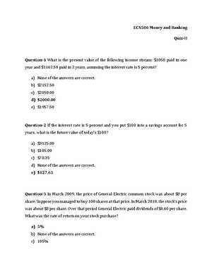 Weekly Quizzes- Quiz 3 - CECN 506 Money and Banking Quiz-III Question-1 ...