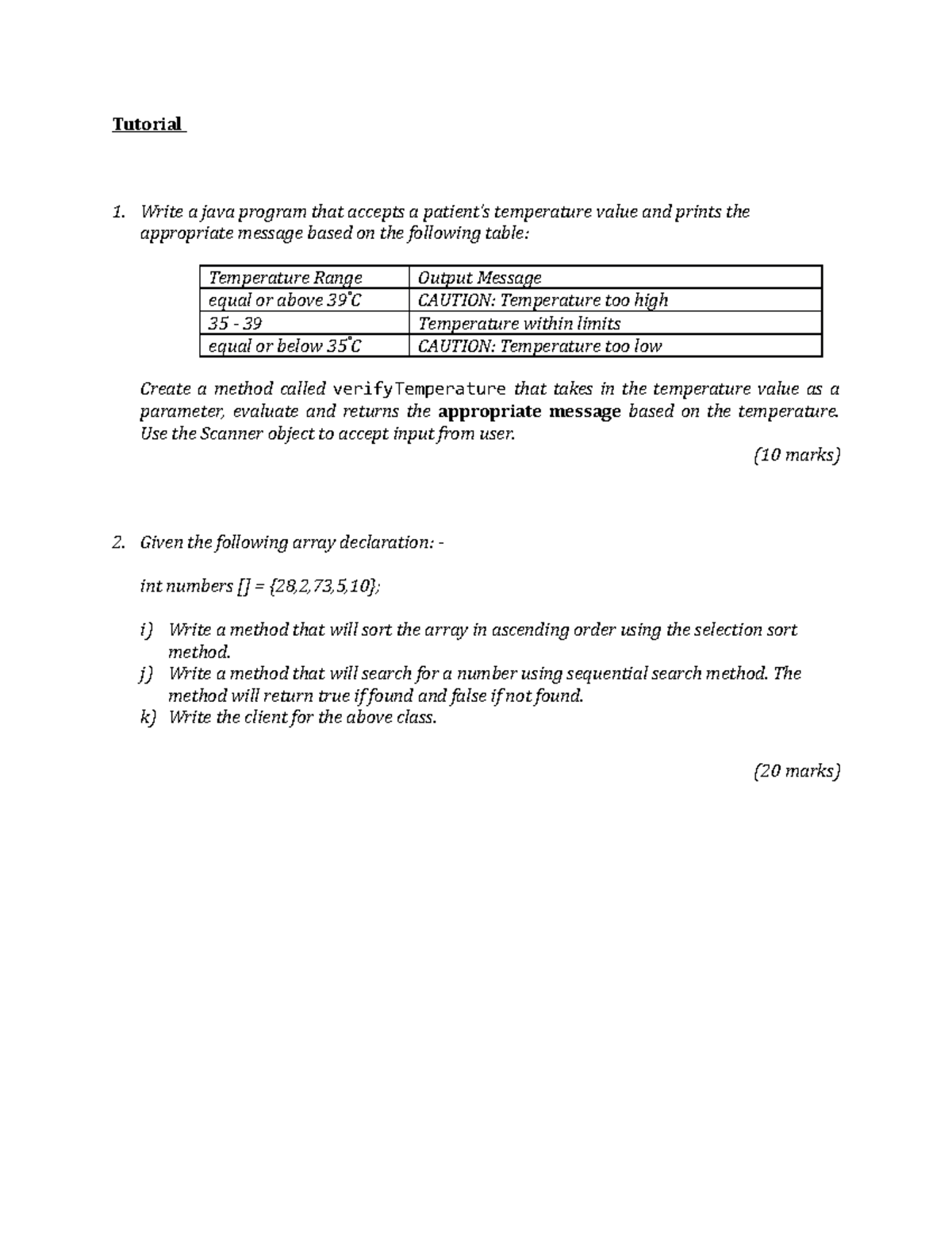Tutorial CSC200 - Tutorial Write a java program that accepts a patient ...