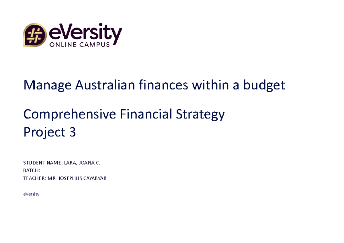 LARA Major Project - Manage Australian finances within a budget ...