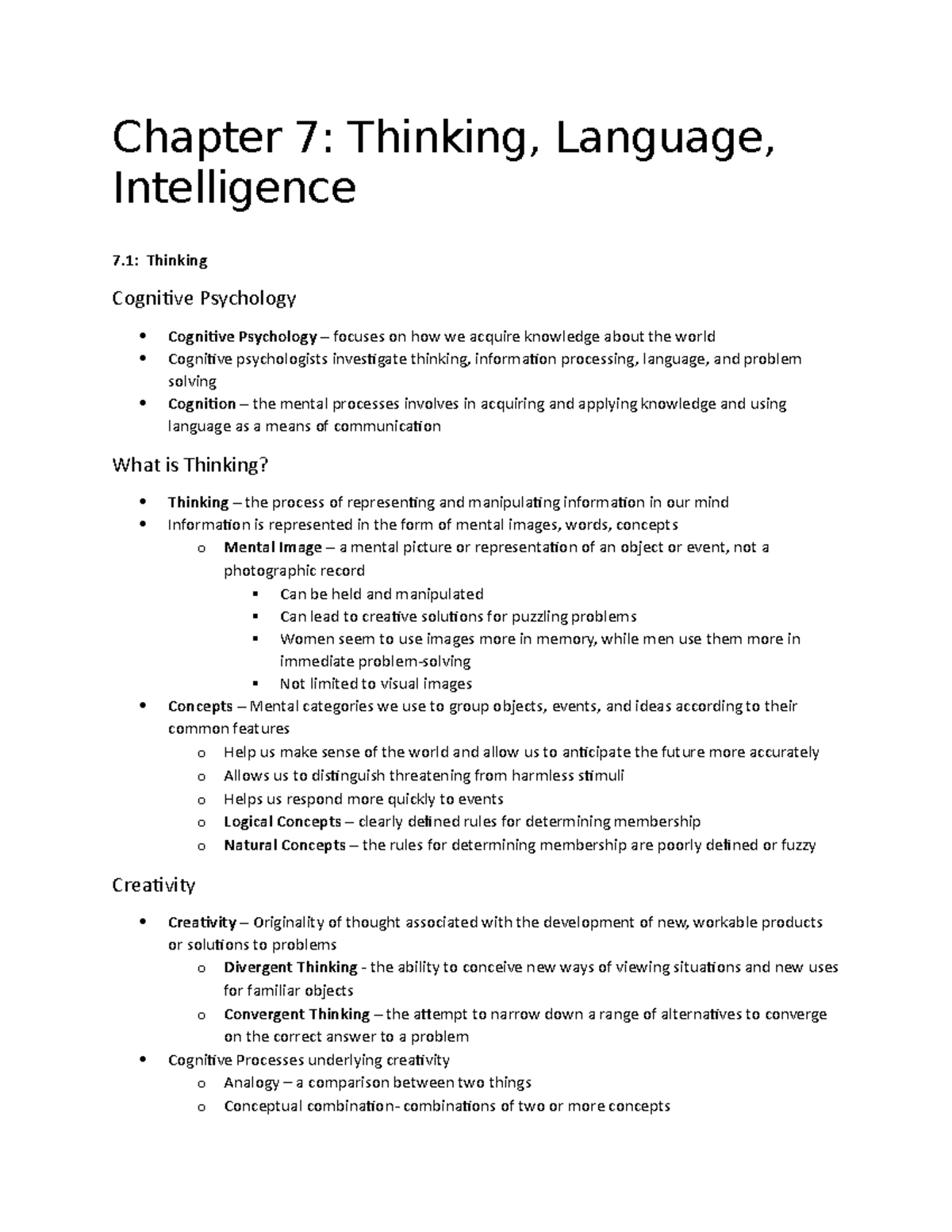 Chapter 7 Thinking, Language, and Information - Chapter 7: Thinking ...