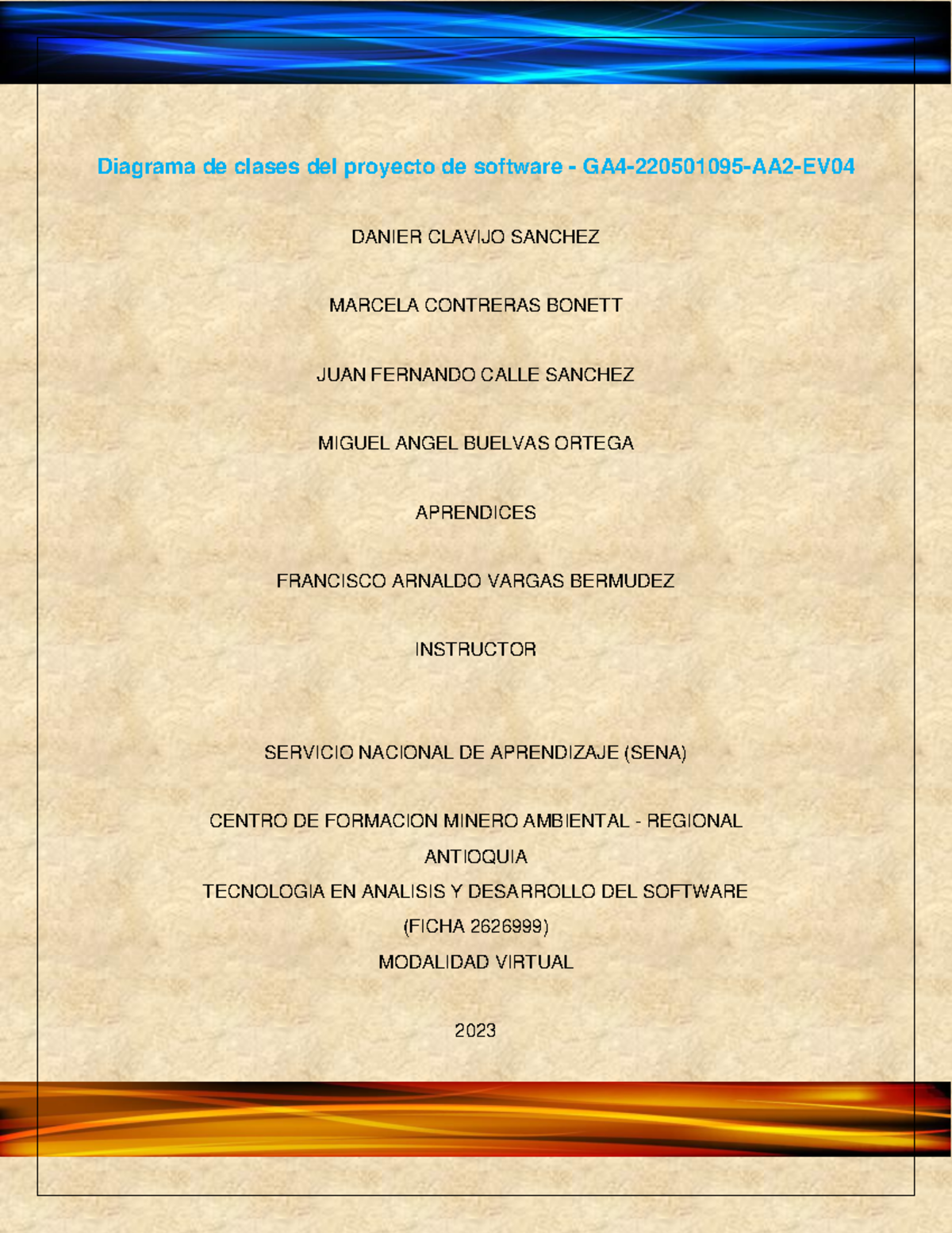 Diagrama de clases del proyecto de software - GA4-220501095-AA2-EV04 - Diagrama de clases del ...